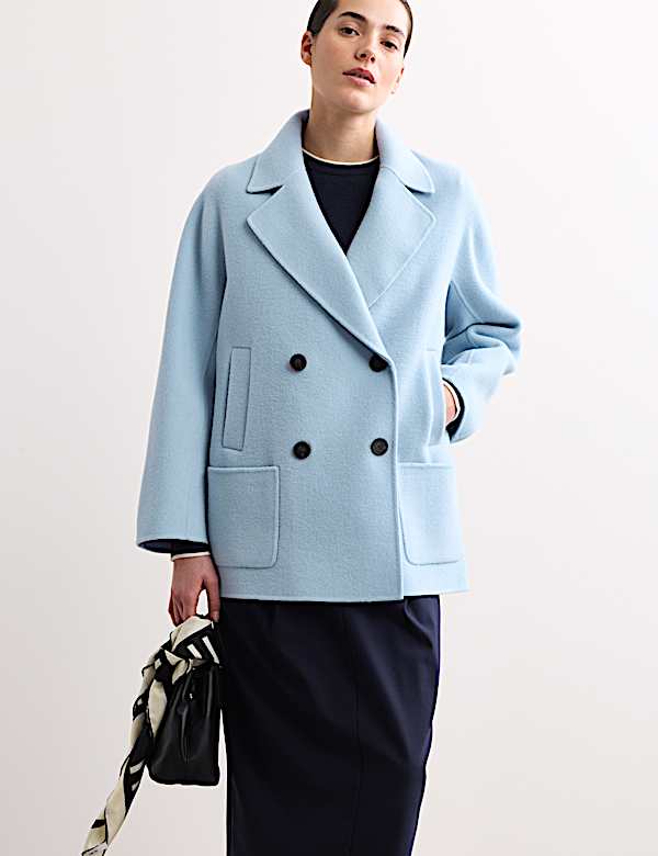Double Face Pure Wool Tailored Short Coat | SOFT BLUE | Coats | M&S ES