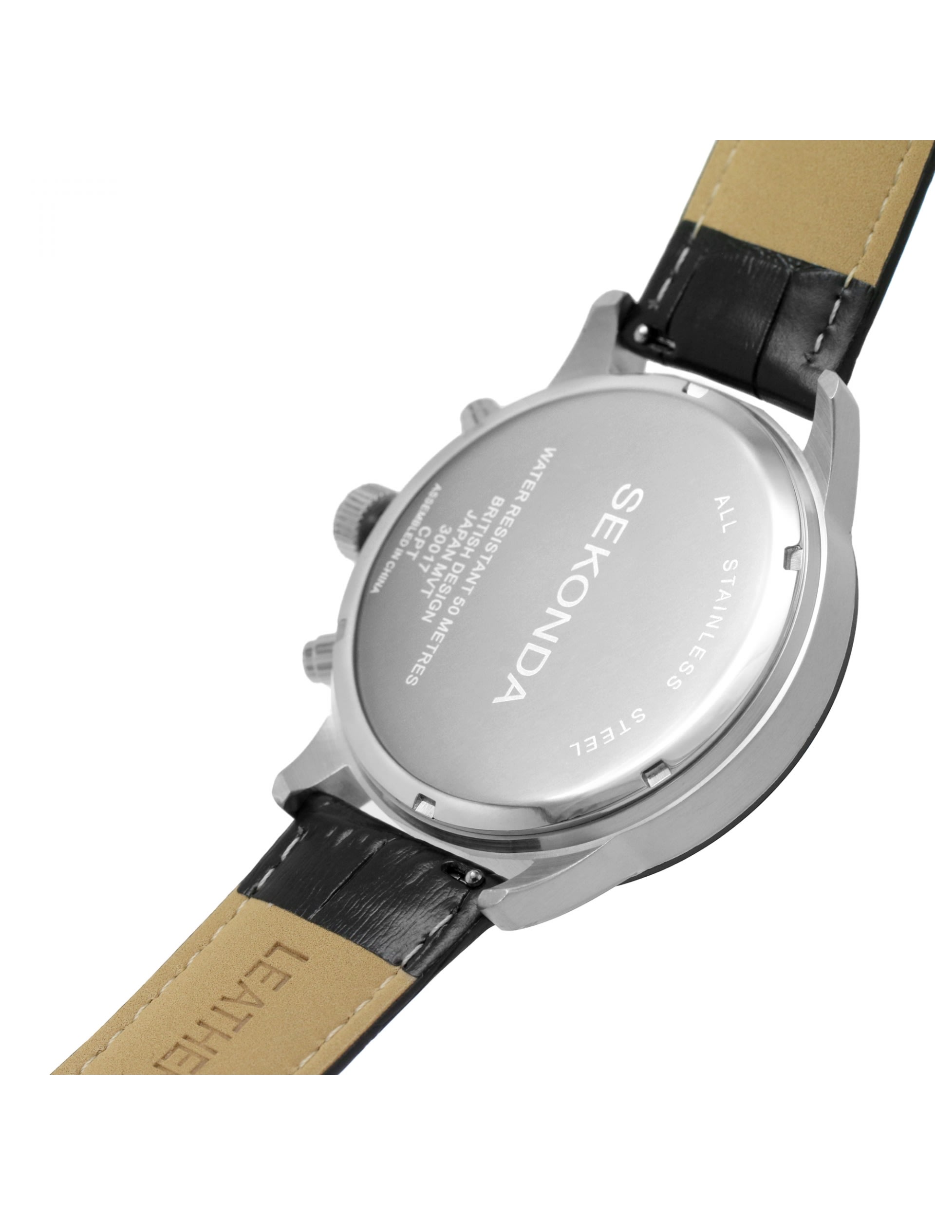 Sekonda Black Leather Chronograph Watch | Sekonda | M&S