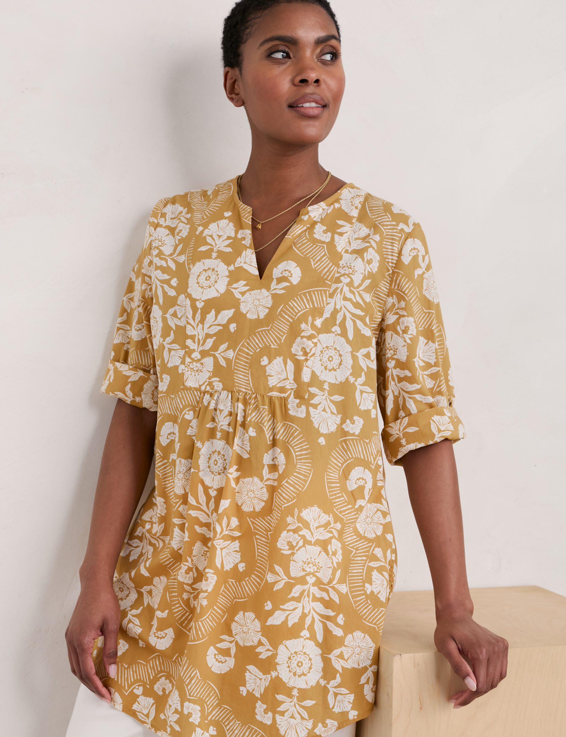 Pure Cotton Floral Notch Neck Tunic | Seasalt Cornwall | M&S