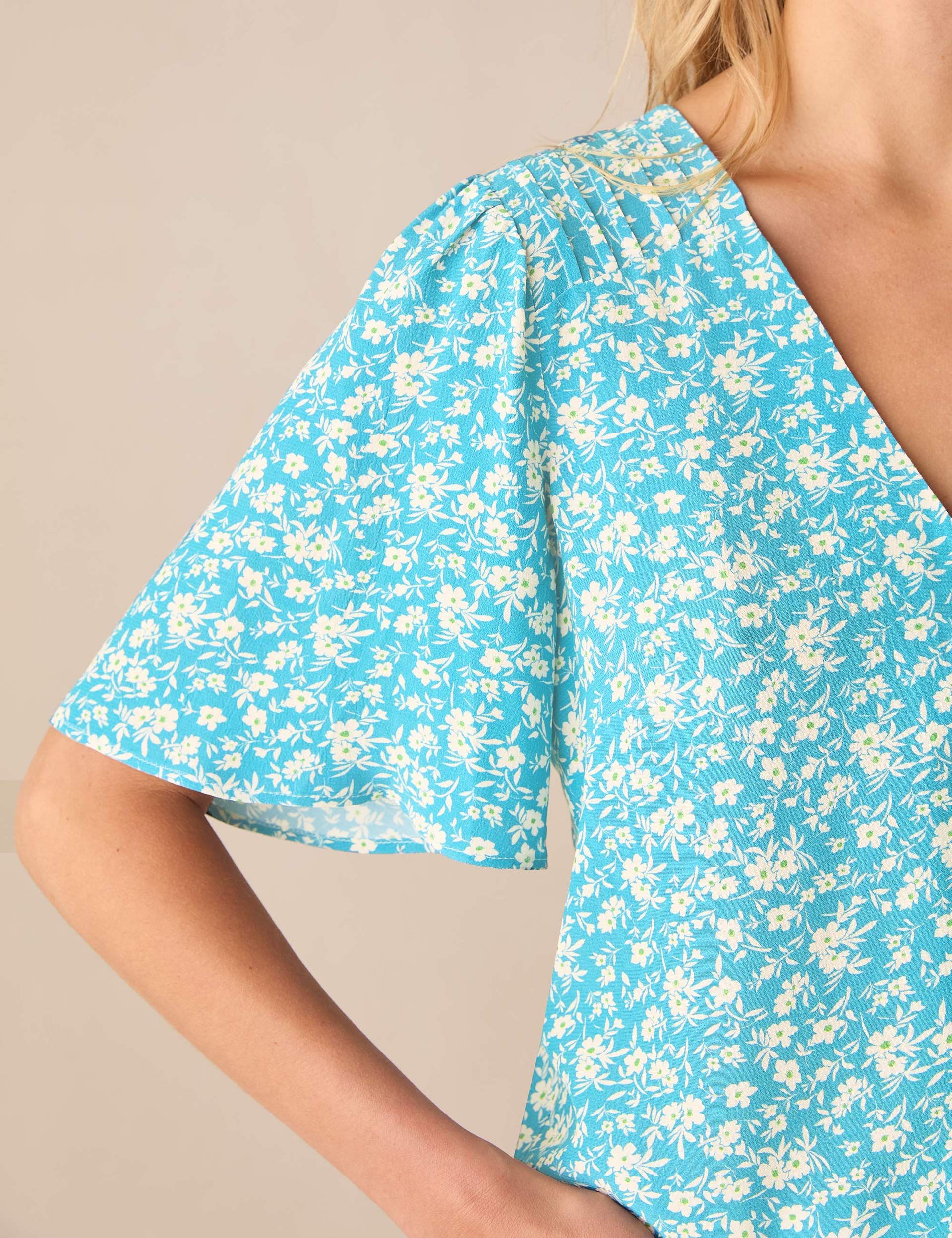 Ditsy Floral V-Neck Angel Sleeve Top | RO&ZO | M&S