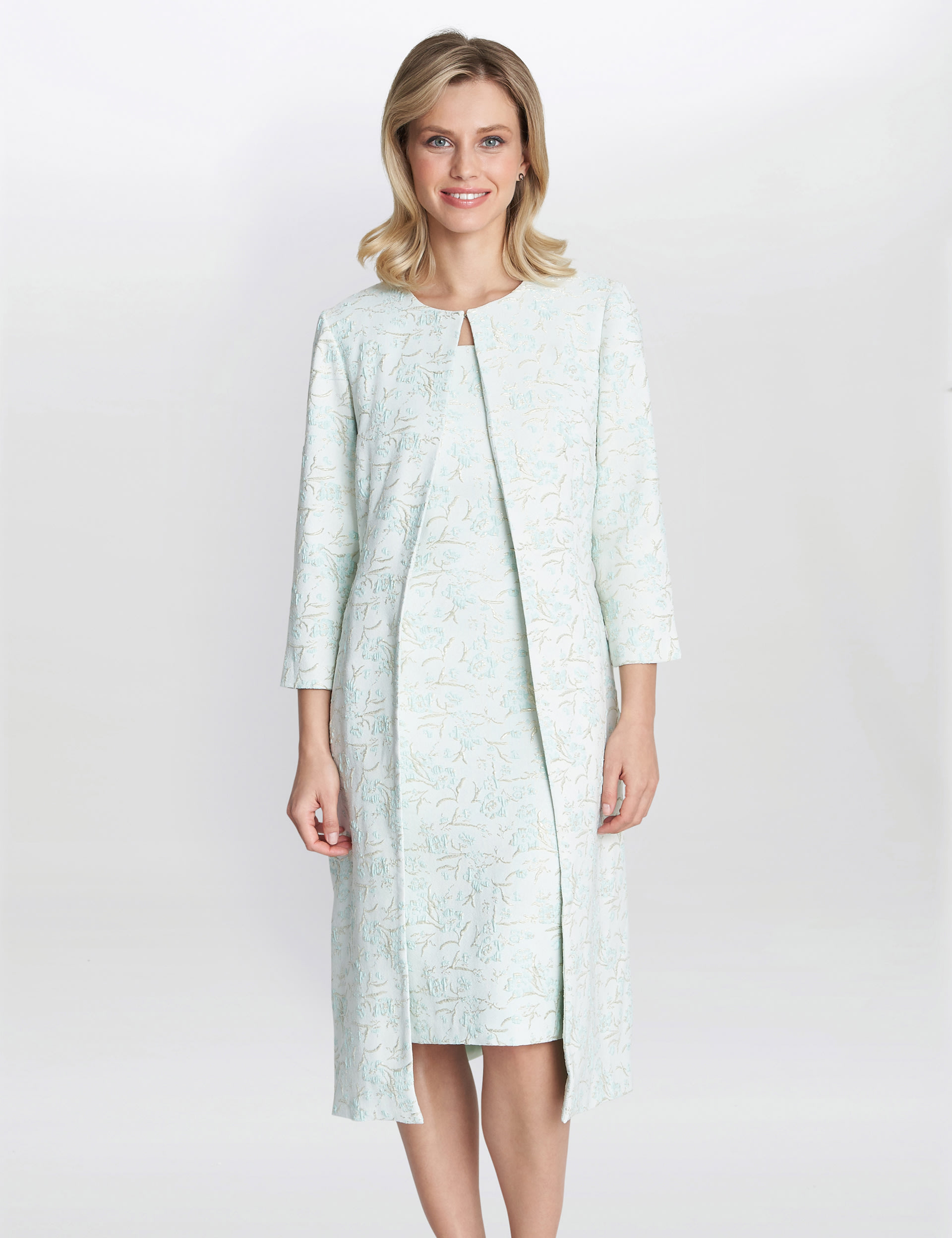 Jacquard Round Neck Shift Dress with Coat | Gina Bacconi | M&S