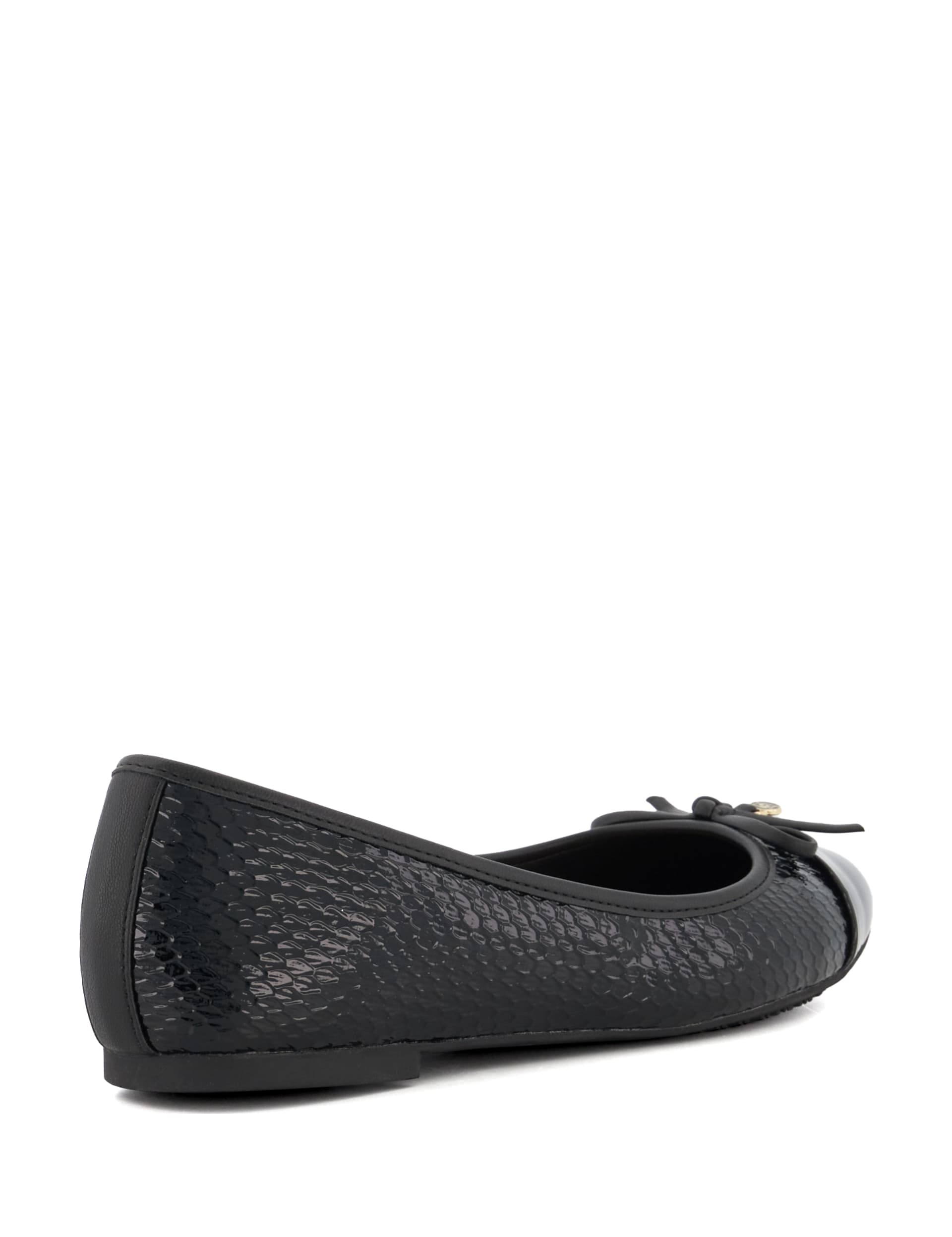 Wide Fit Patent Croc Bow Flat Ballet Pumps | Dune London | M&S