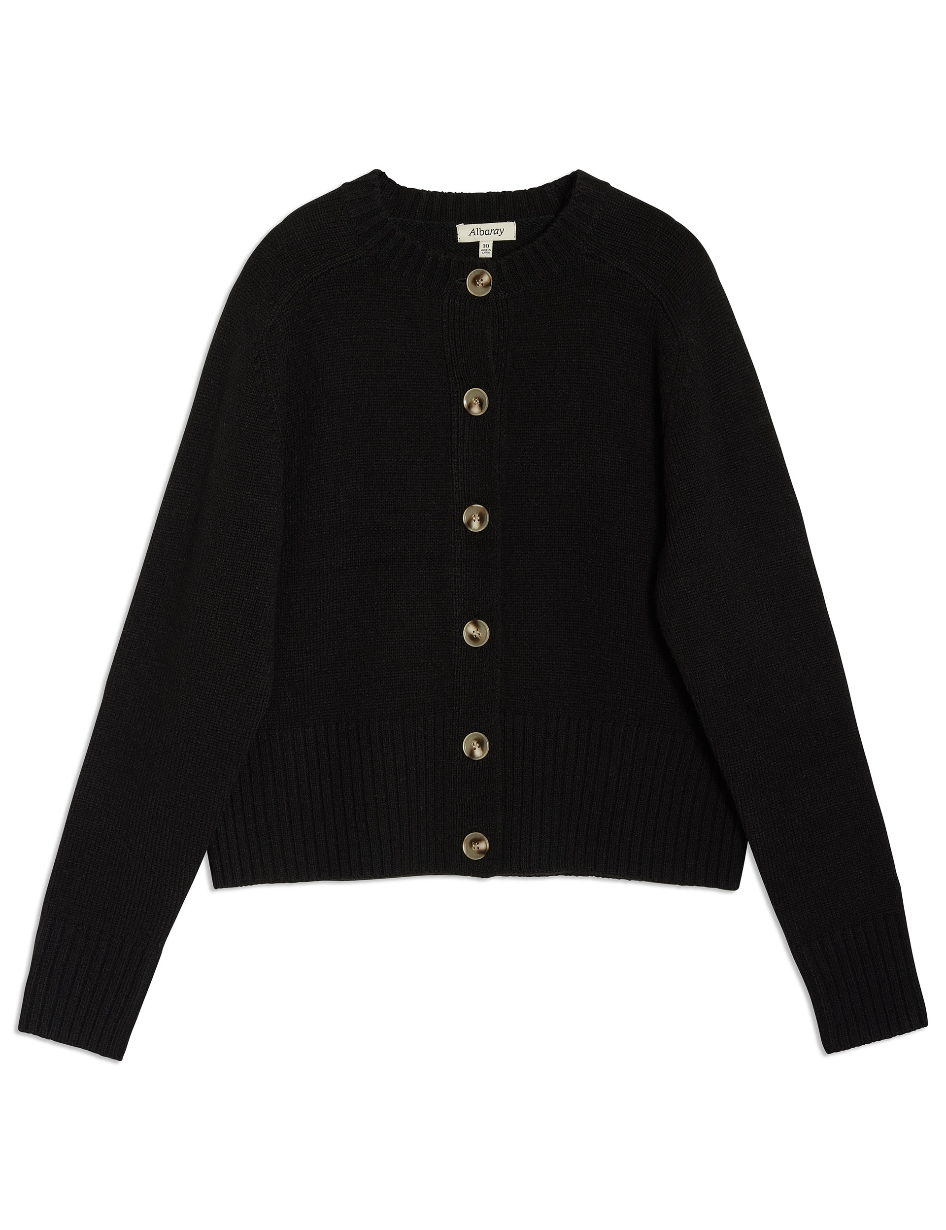 Crew Neck Button Through Cardigan with Wool | Albaray | M&S