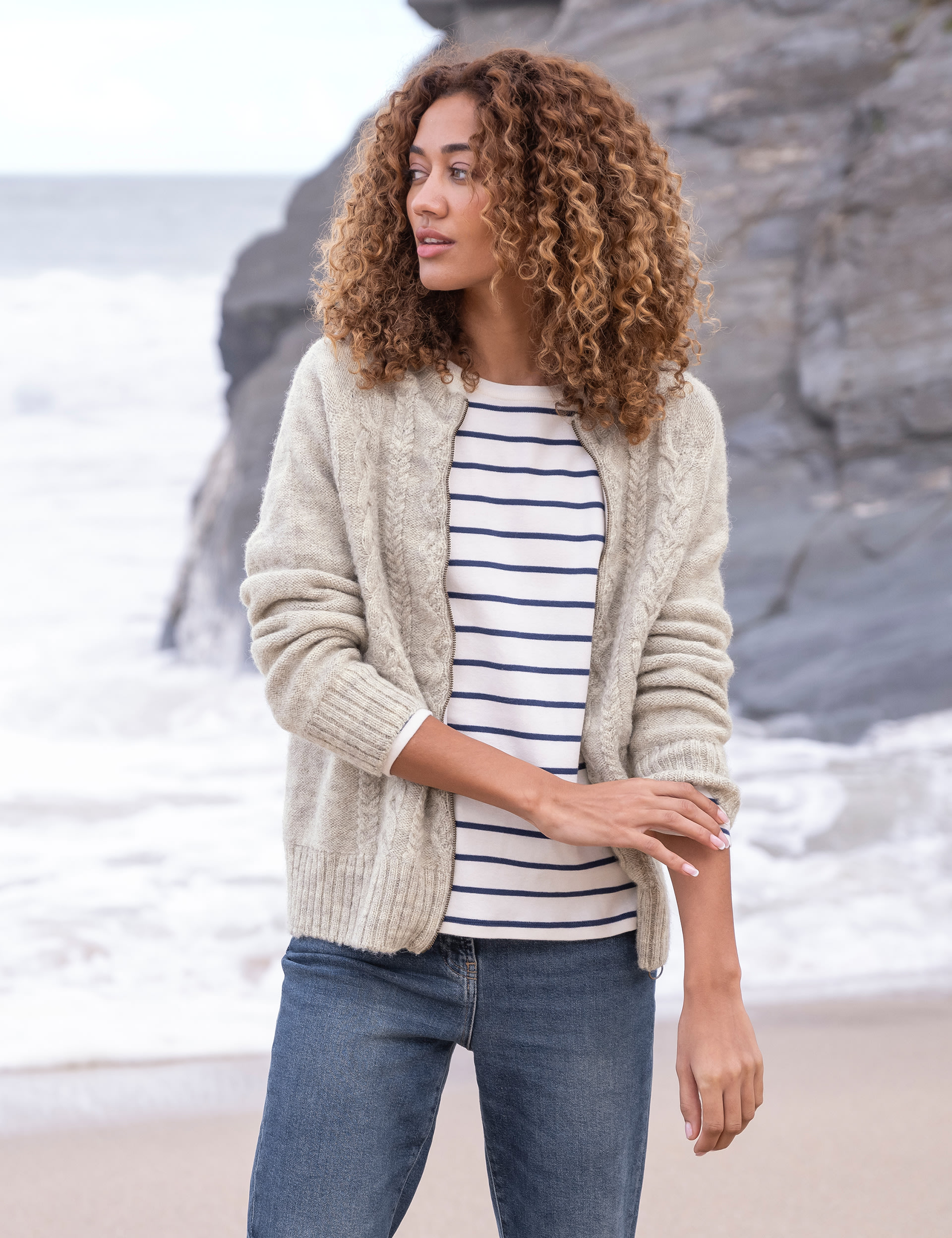 Pure Wool Cable Knit Zip Up Cardigan | Celtic & Co. | M&S