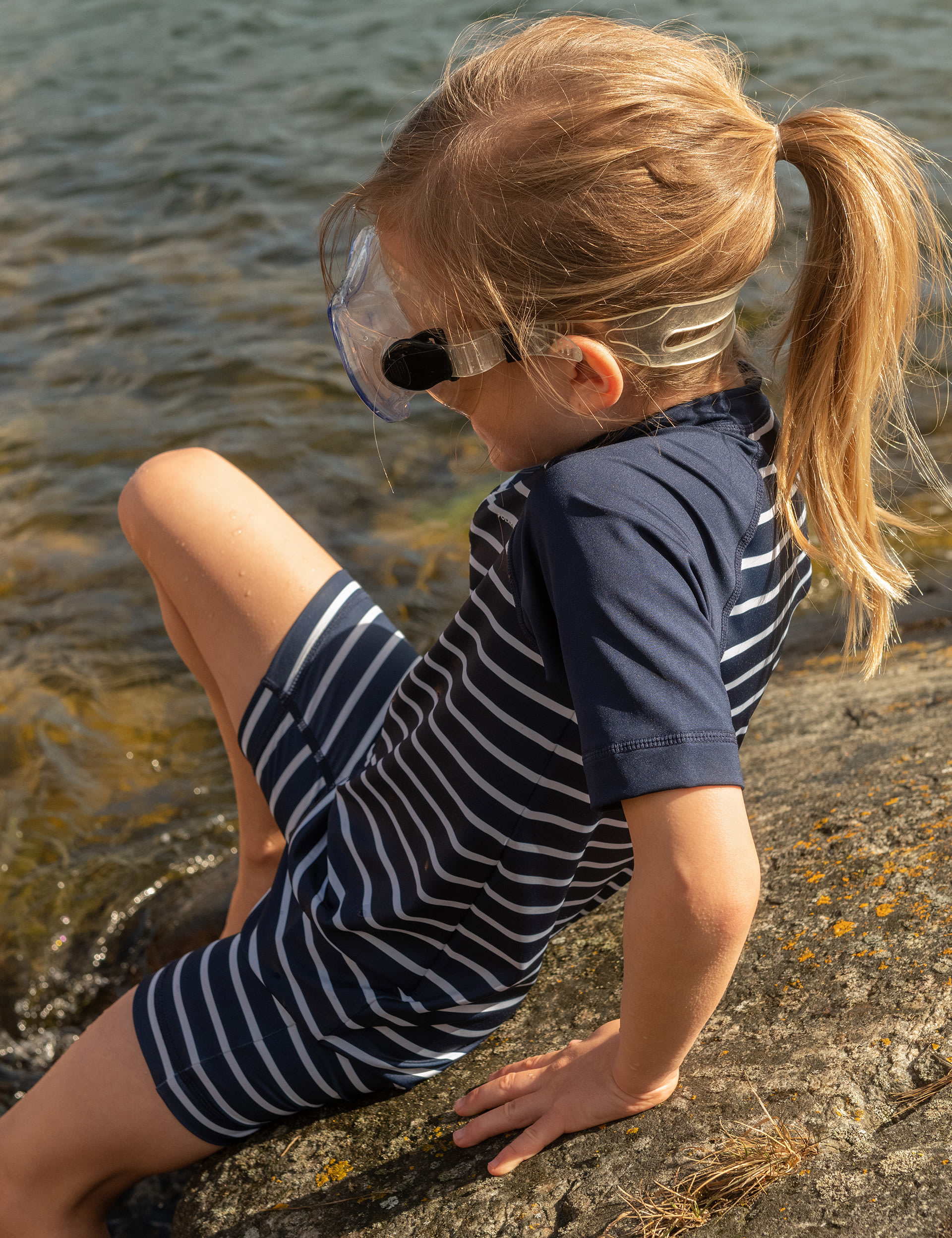 Striped UV All In One Swimsuit (6 Mths-6 Yrs) | Polarn O. Pyret | M&S