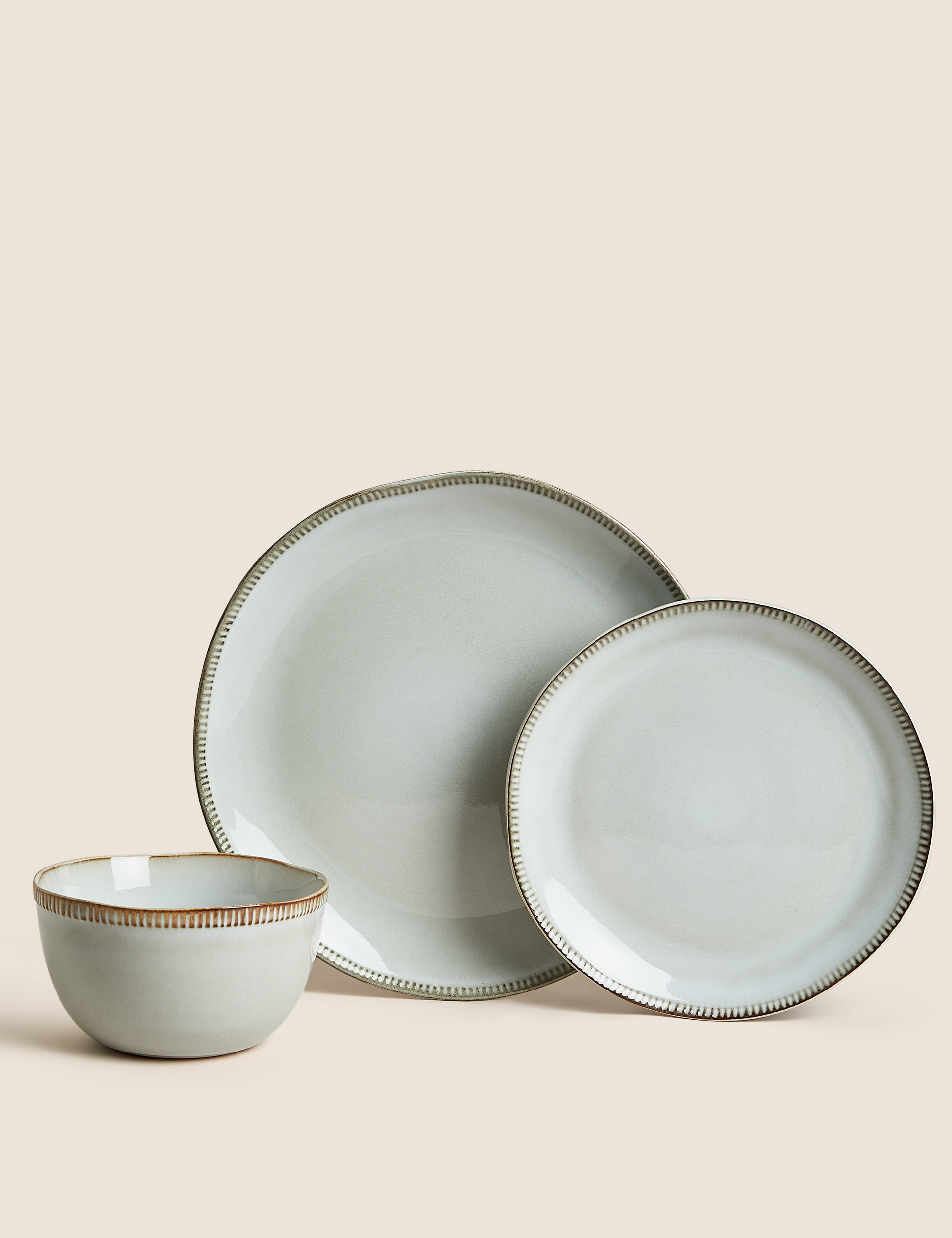 12 Piece Stoneware Dinner Set | M&S X Fired Earth | M&S