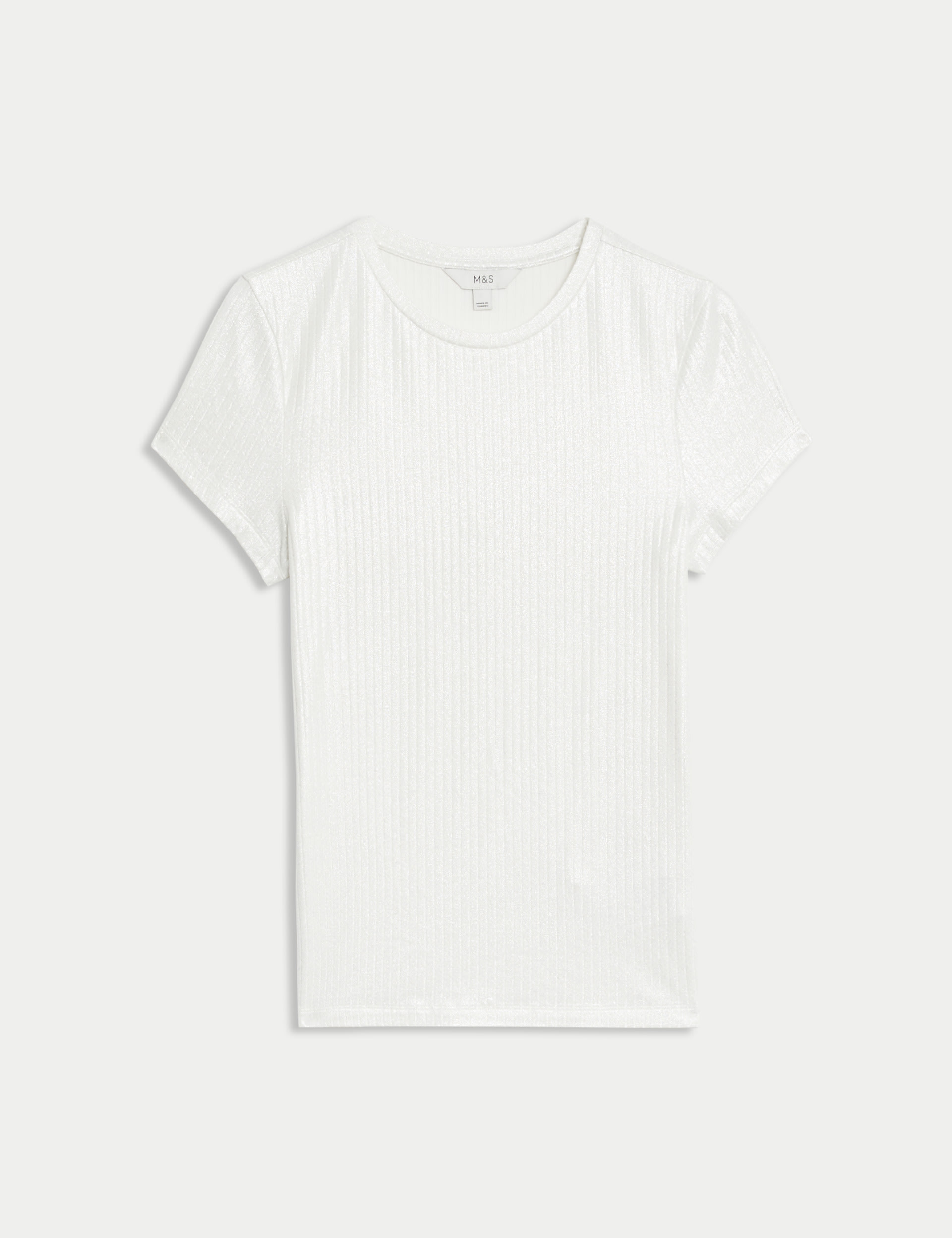 Cotton Rich Ribbed Sparkly T-Shirt | M&S Collection | M&S