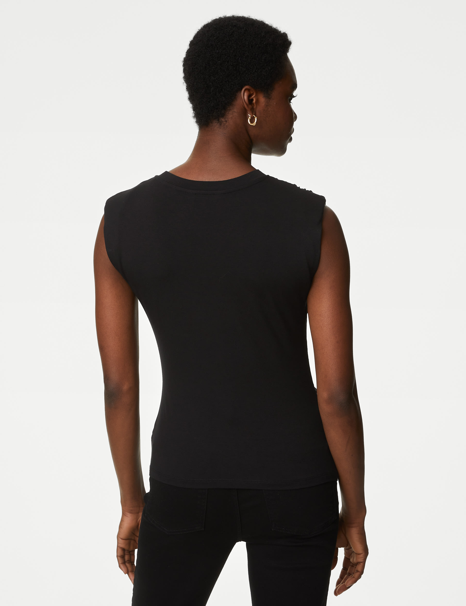 Jersey Padded Shoulder Top | M&S Collection | M&S