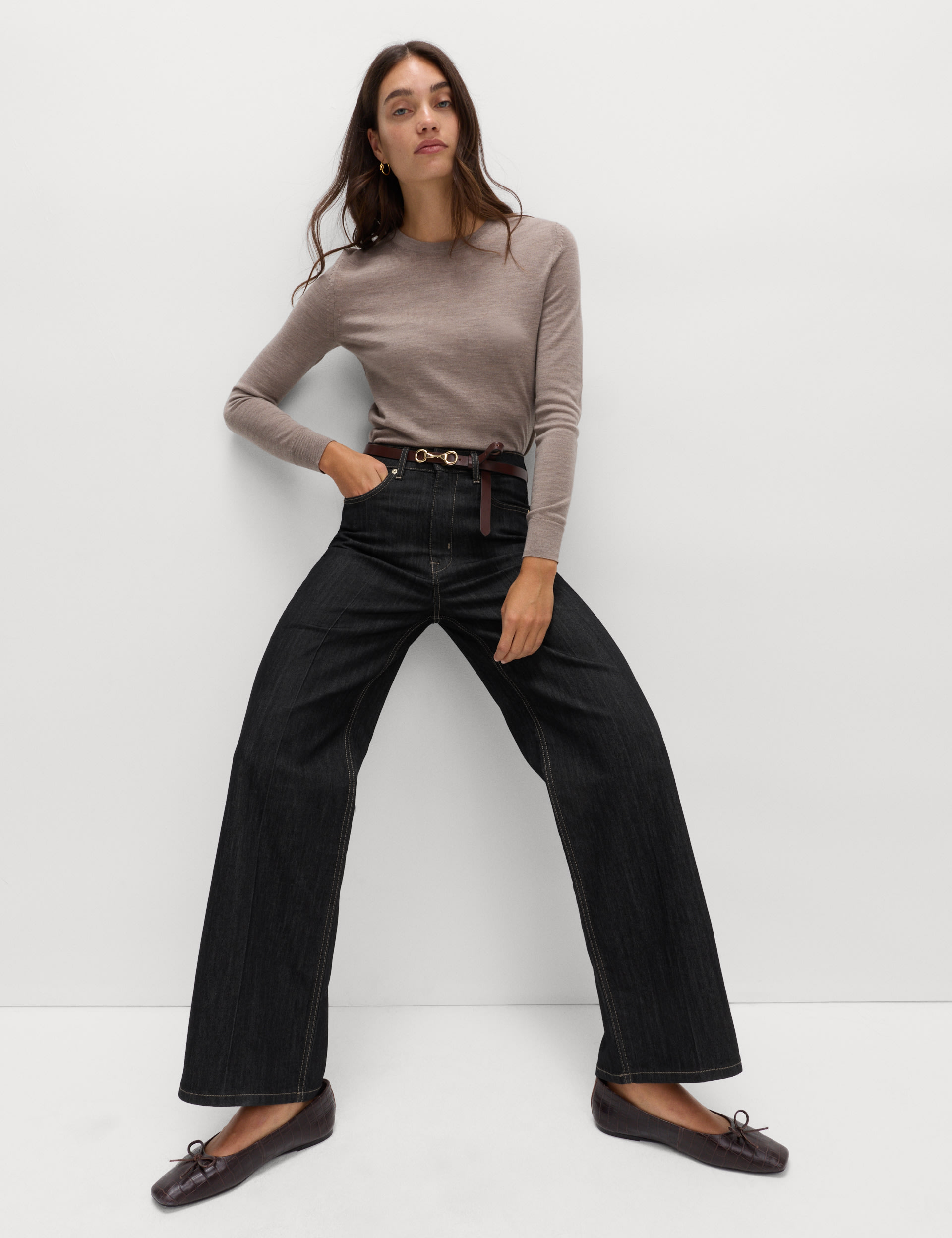 High Waisted Smart Wide Leg Jeans | M&S Collection | M&S