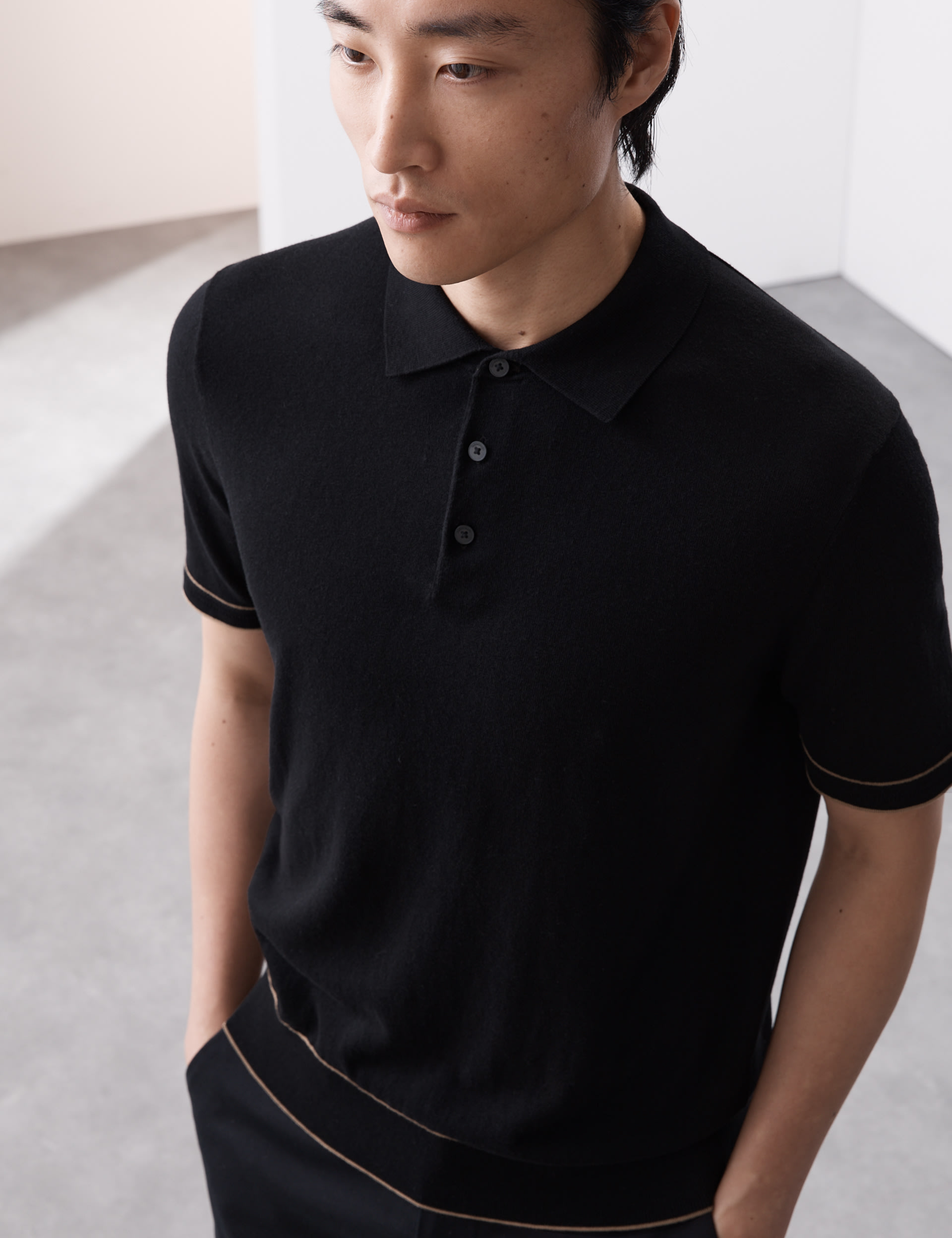 Silk Cotton Knitted Polo Shirt | Autograph | M&S