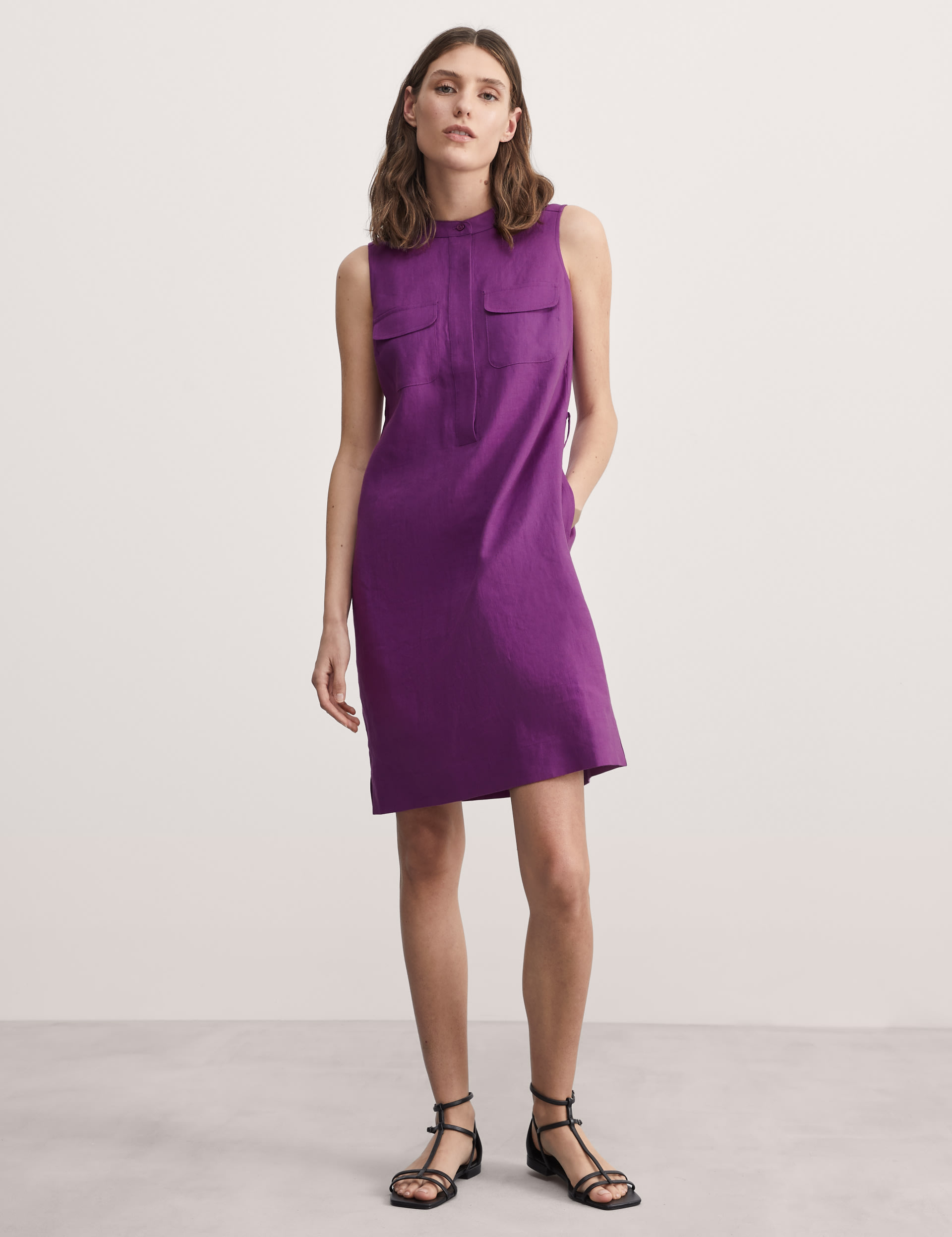 Pure Linen Mini Utility Shift Dress | JAEGER | M&S
