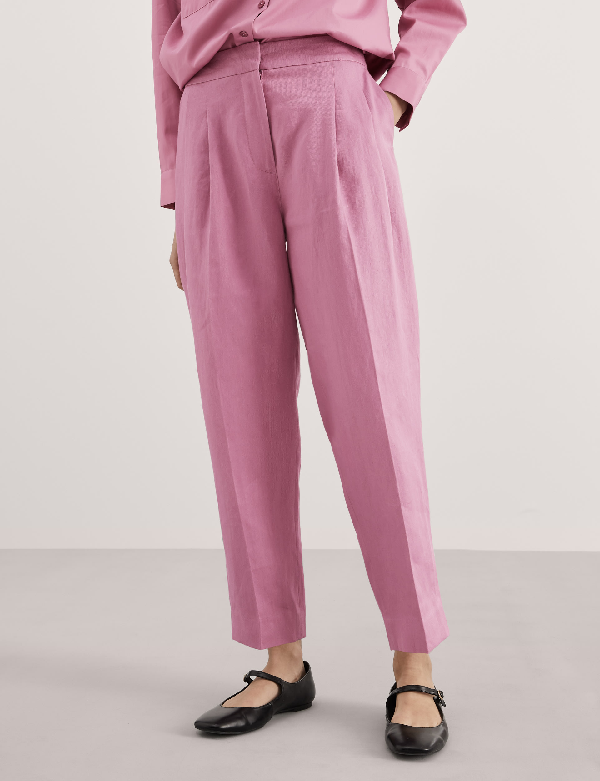 Pure Linen Tapered Ankle Grazer Trousers | JAEGER | M&S