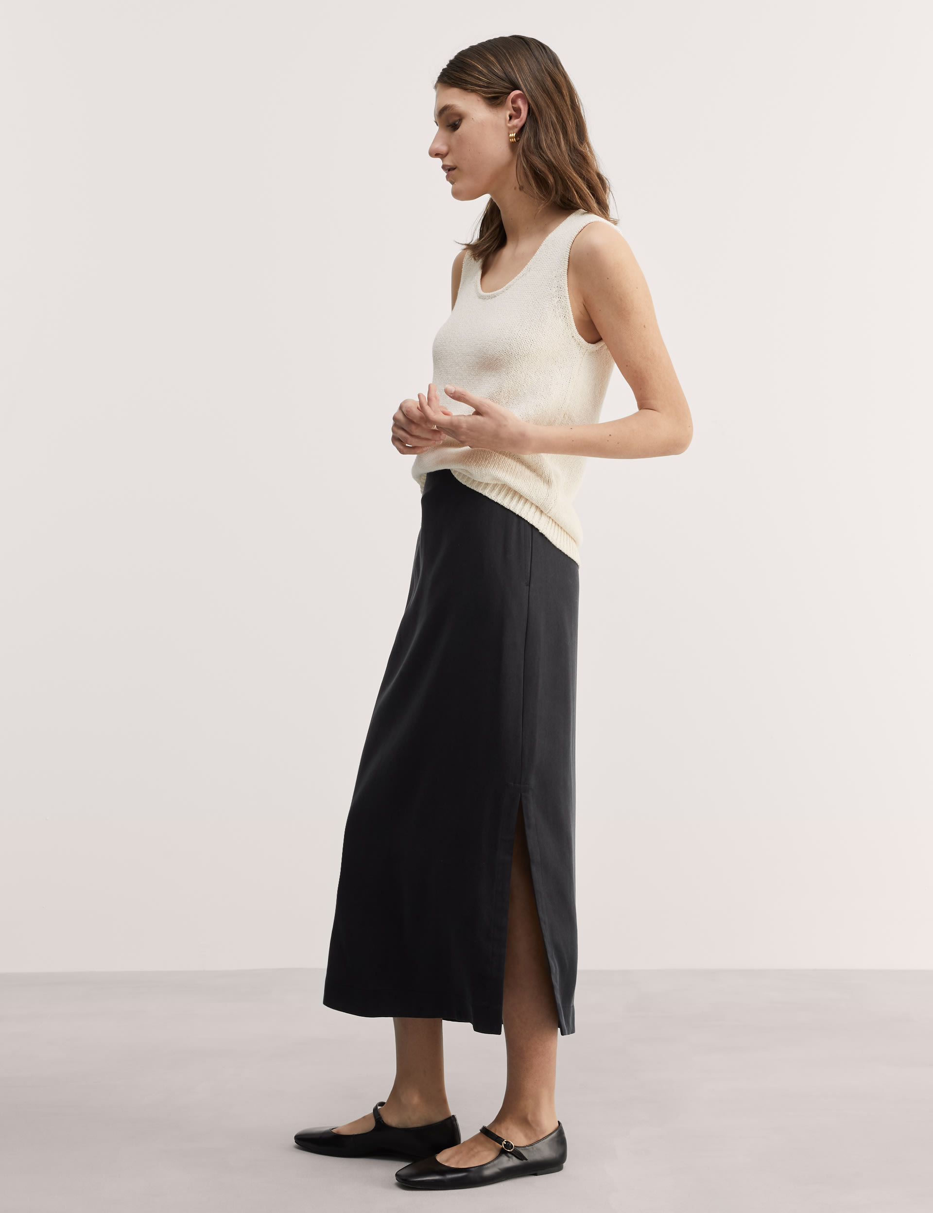 Pure Lyocell™ Midi Column Skirt | JAEGER | M&S