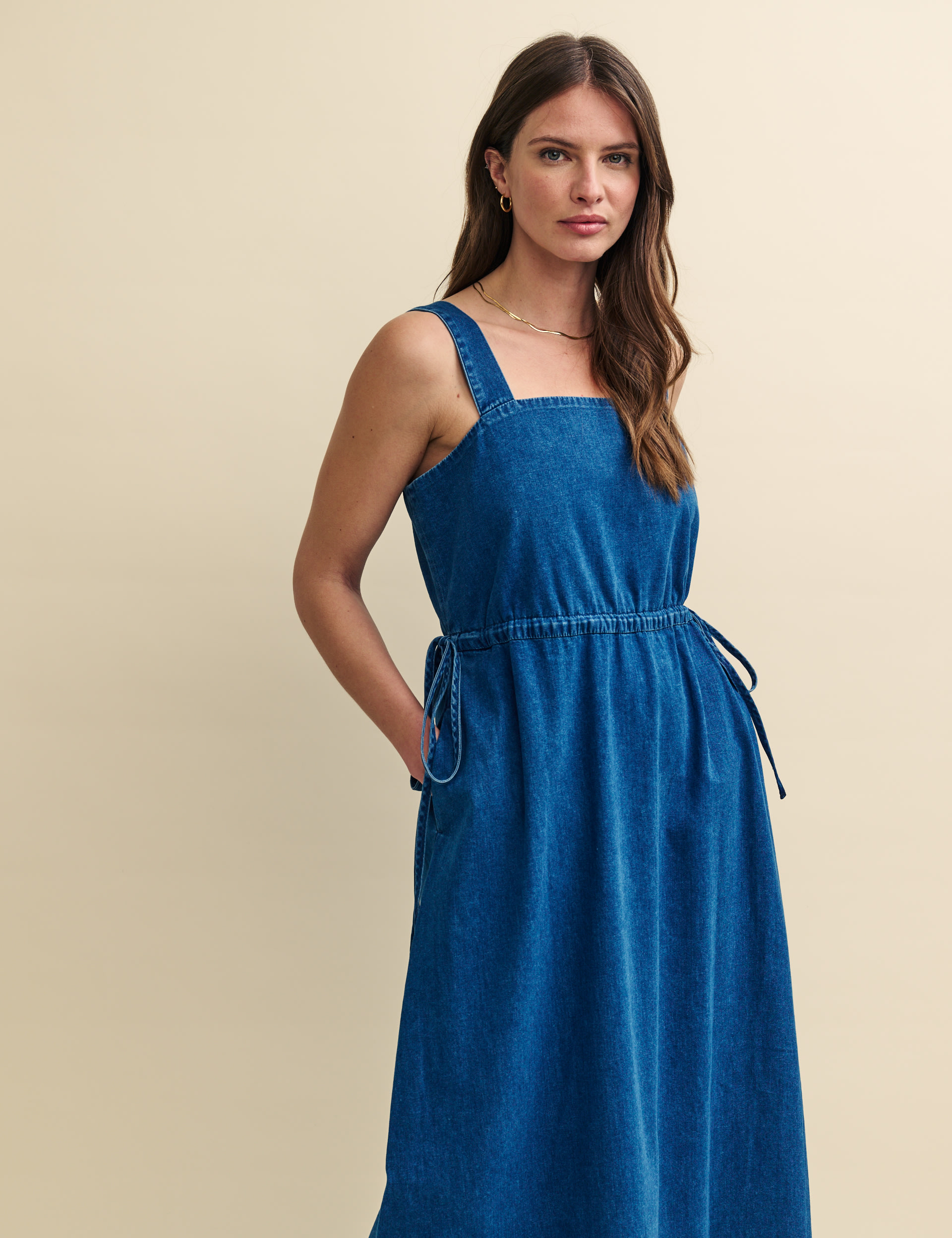 Denim Square Neck Midi Smock Dress | Nobody's Child | M&S