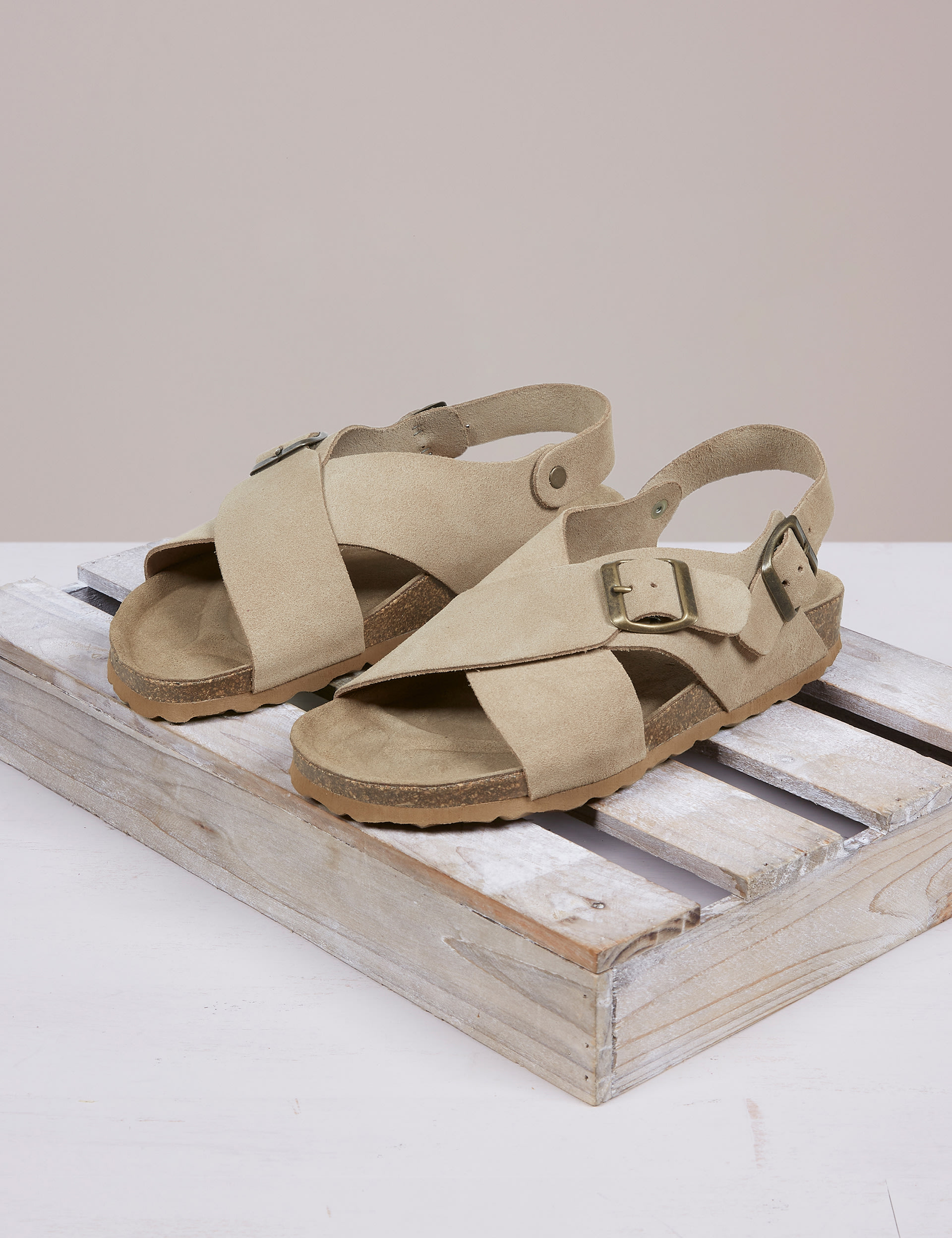 Leather Buckle Crossover Flat Sandals | Celtic & Co. | M&S