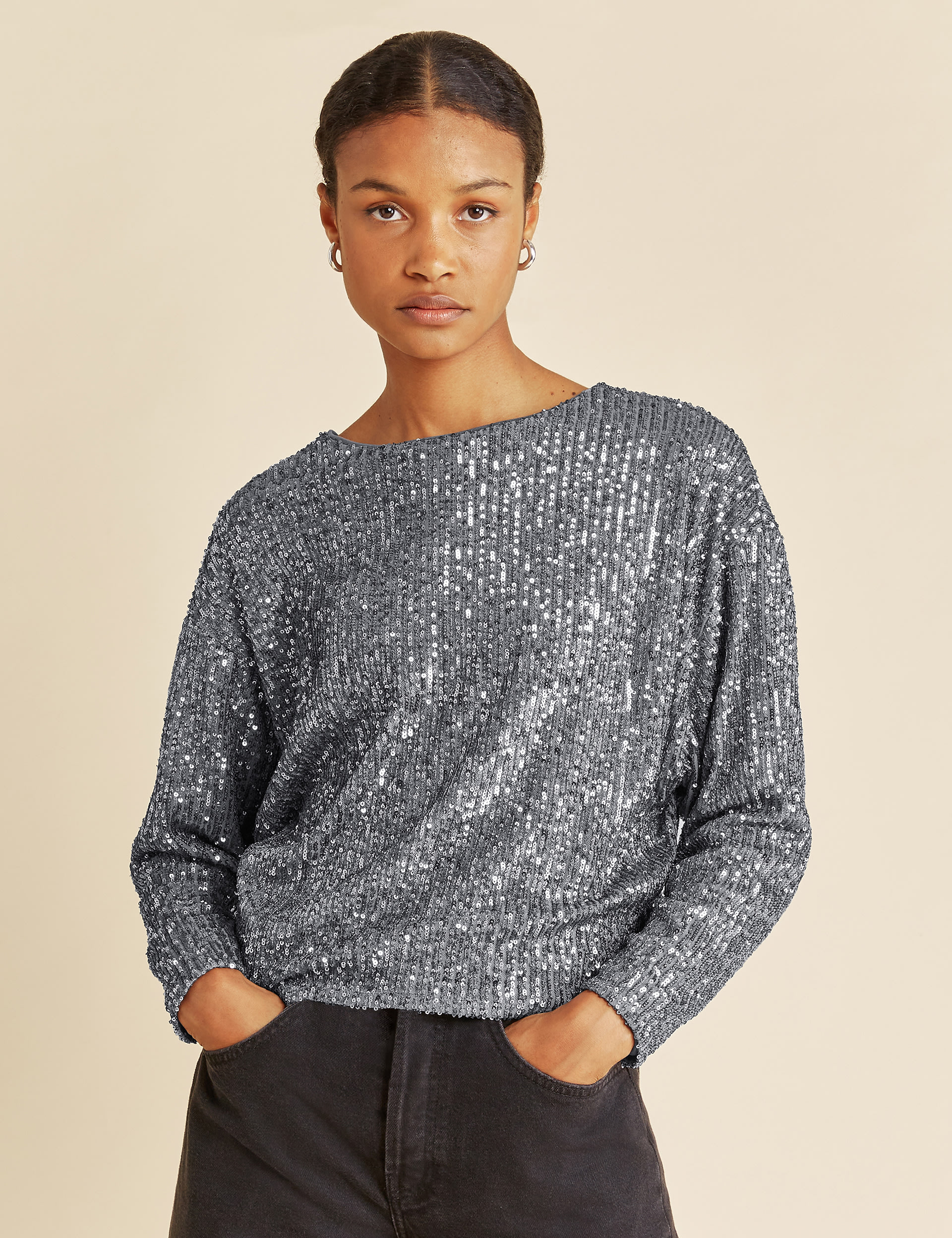 Sequin Slash Neck Top | Albaray | M&S