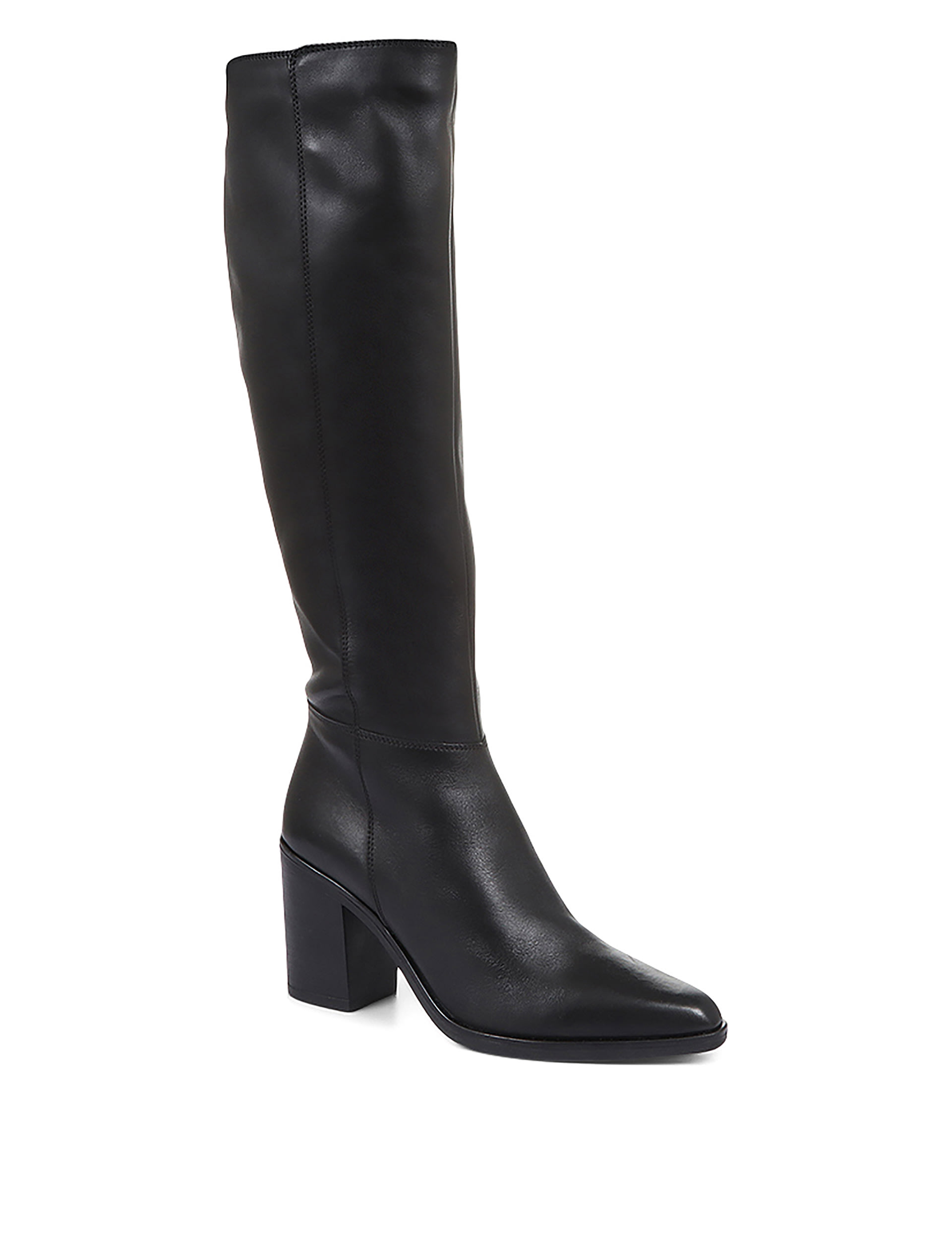 Extra Slim Calf Leather Block Heel Knee High Boots | Jones Bootmaker | M&S
