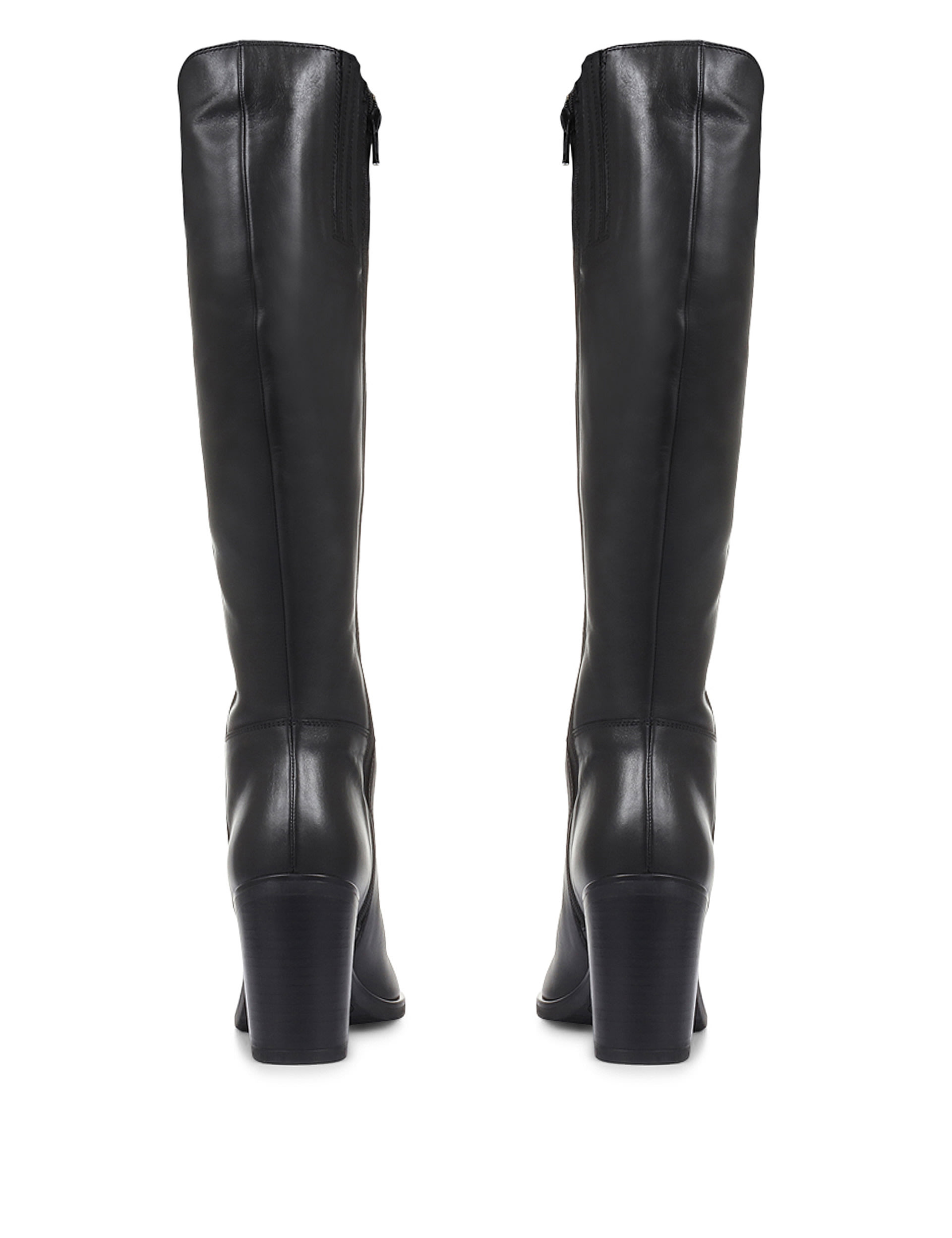 Slim Calf Leather Block Heel Pointed Knee High Boots | Jones Bootmaker ...