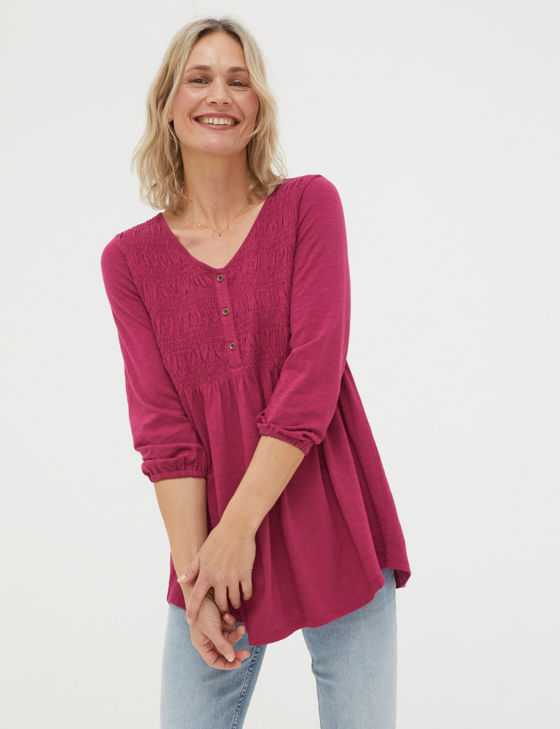 Cotton Rich V-Neck Tunic | FatFace | M&S