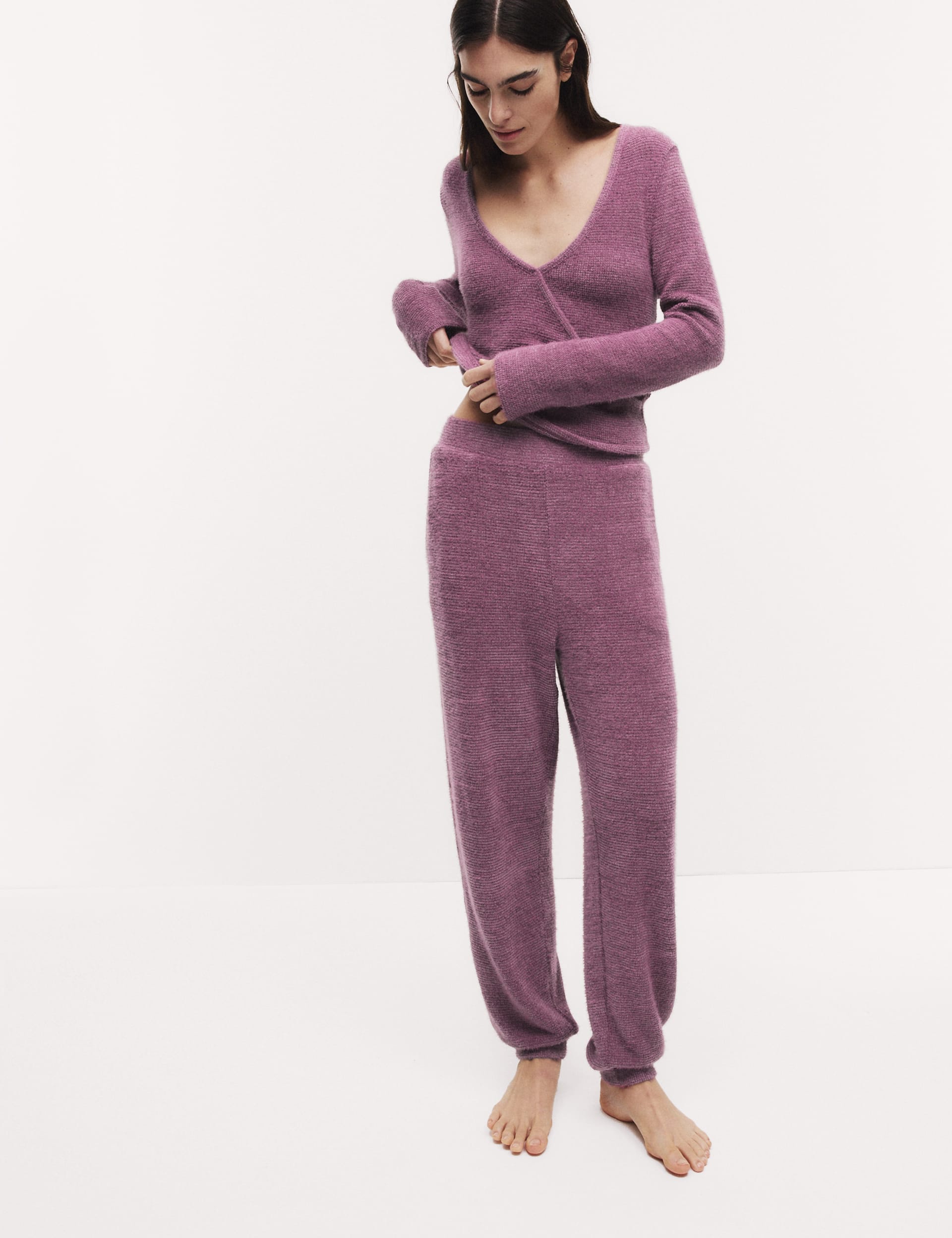 Feather Knit Wrap Pyjama Top Set | M&S
