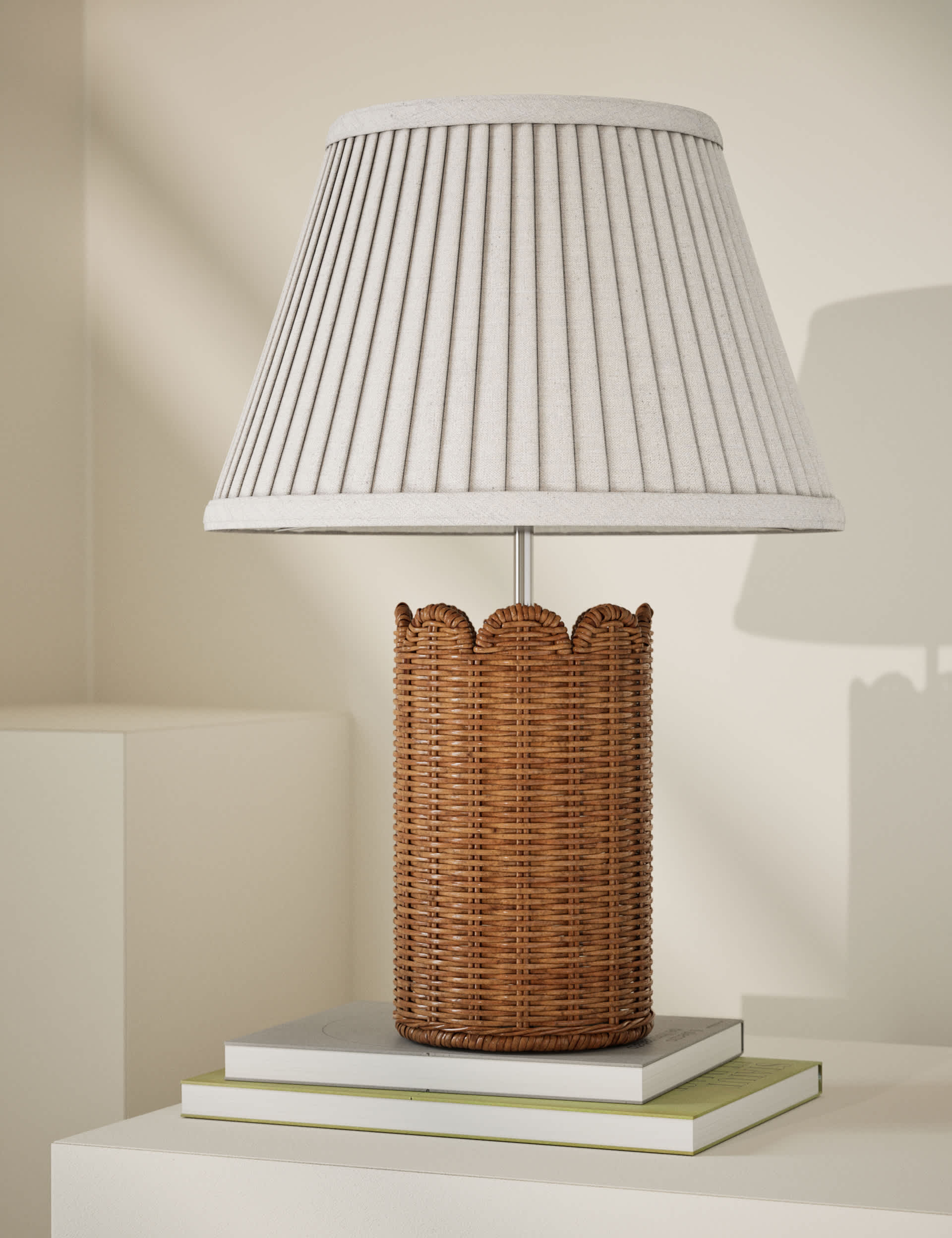 Wicker Scalloped Table Lamp | M&S Collection | M&S