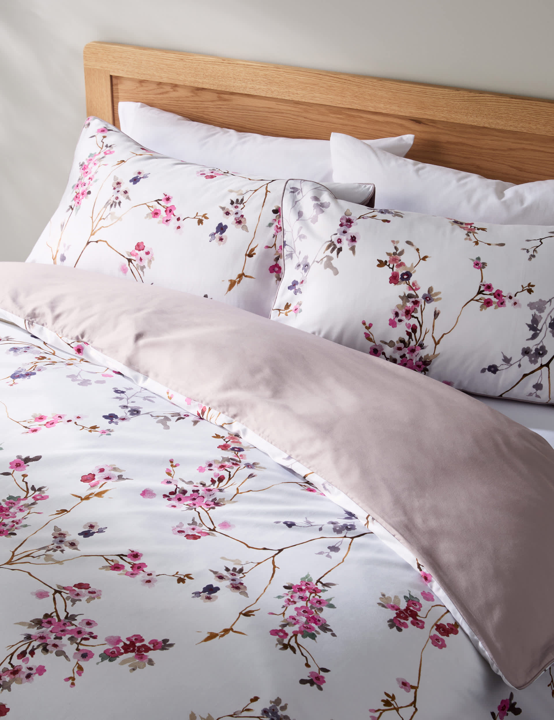 Pure Cotton Sateen Trailing Cherry Blossom Bedding Set | M&S Collection | M&S