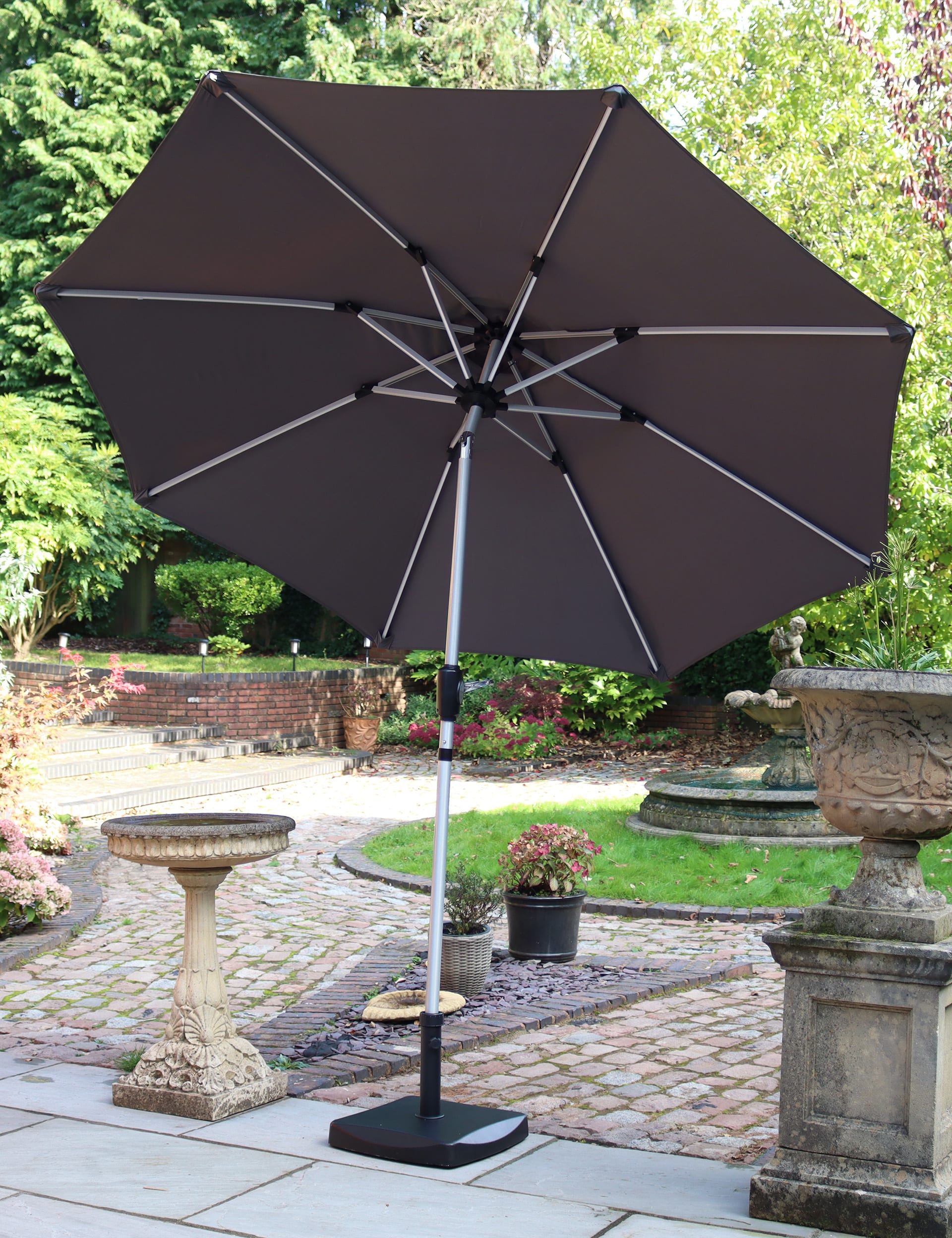 Crank and Tilt LED Strip Parasol | Royalcraft | M&S