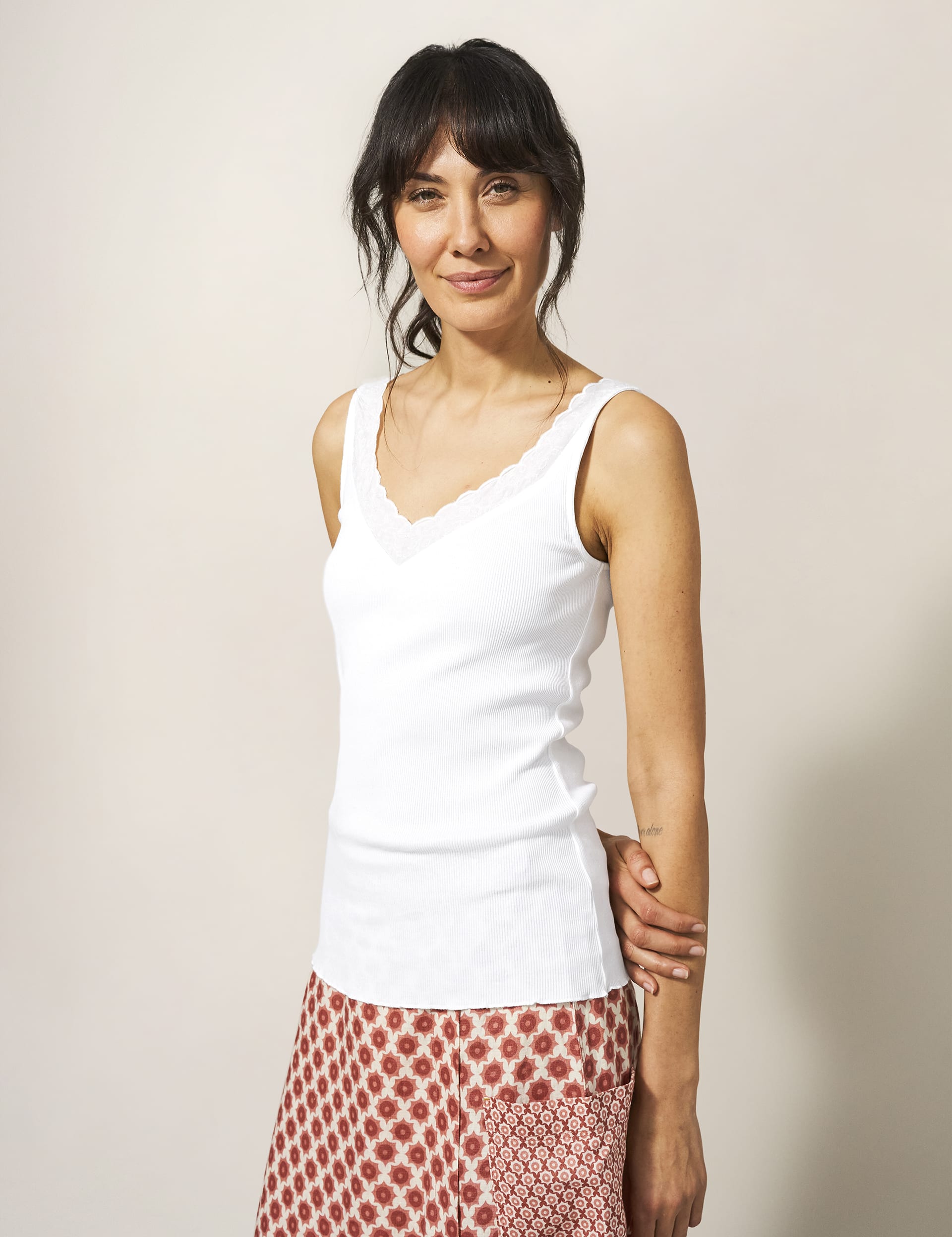 Pure Cotton Lace Detail Vest Top | White Stuff | M&S