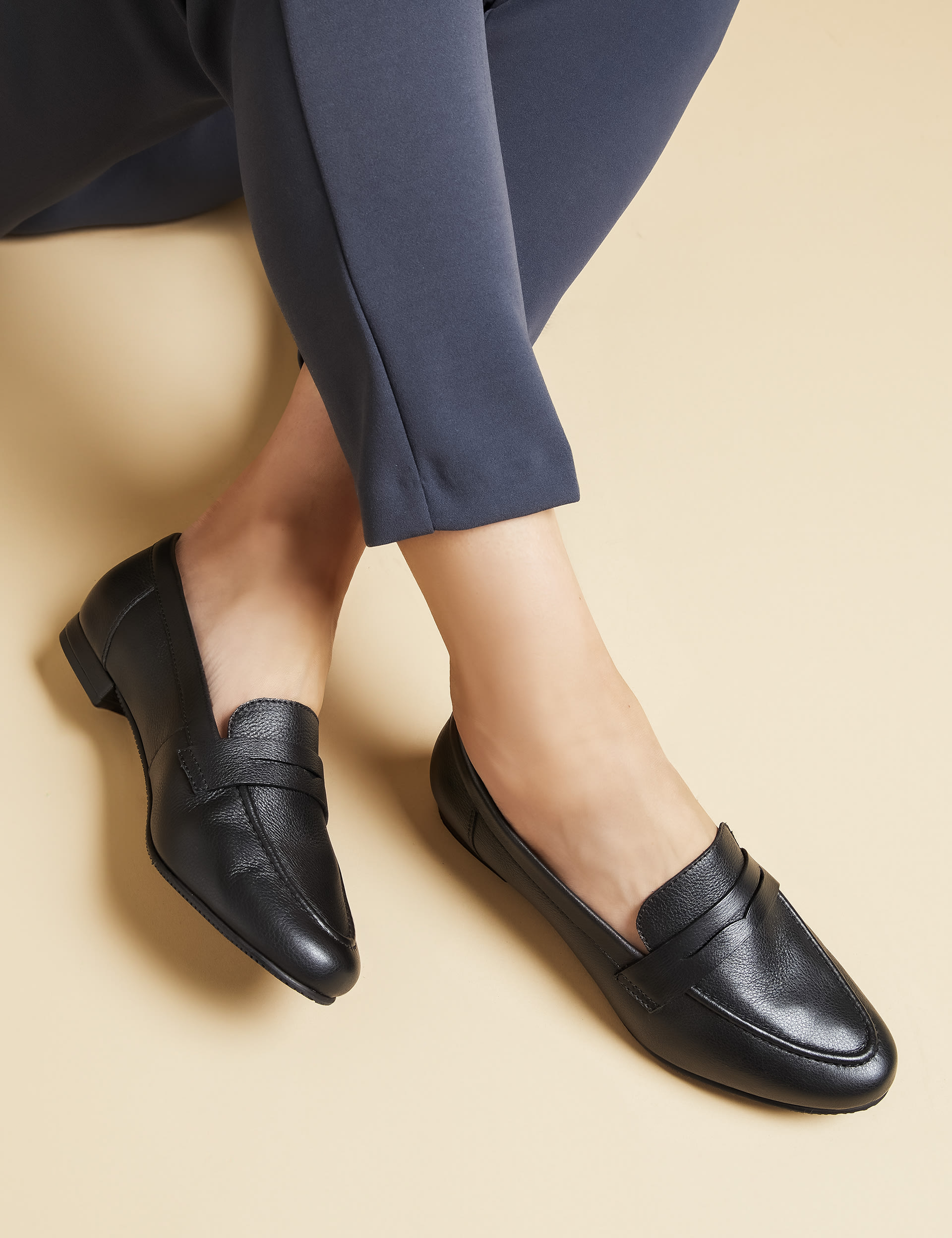 Wide Fit Leather Flat Loafers | Jones Bootmaker | M&S