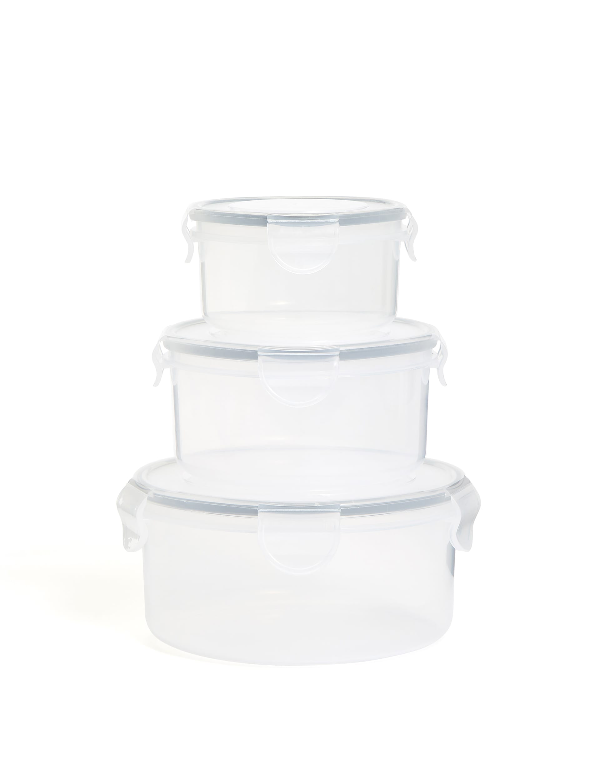 Set of 3 Round Clip Storage Containers | M&S Collection | M&S