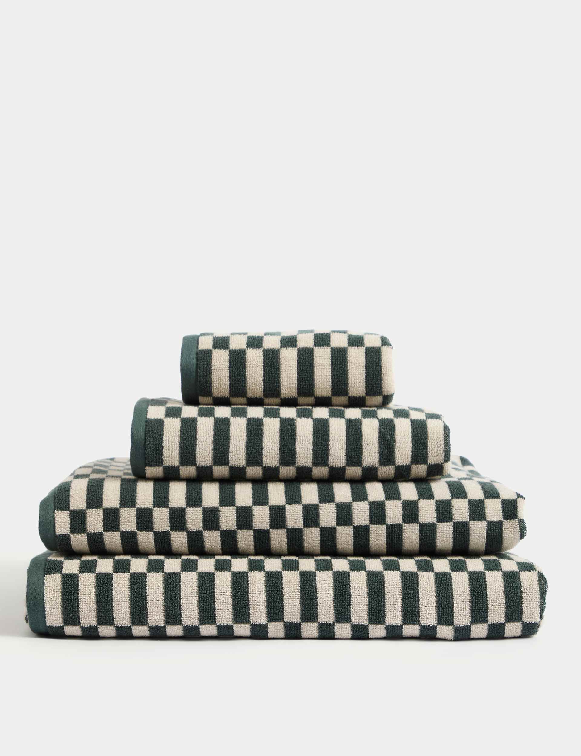 Pure Cotton Geometric Check Towel | M&S Collection | M&S