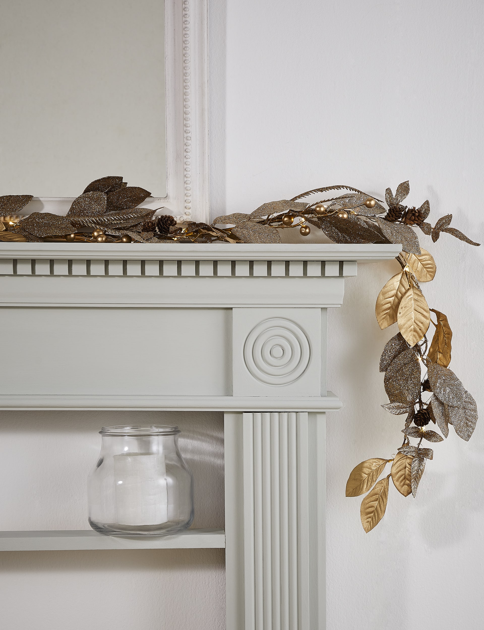 6ft Pre Lit Golden Leaf Garland | M&S IE