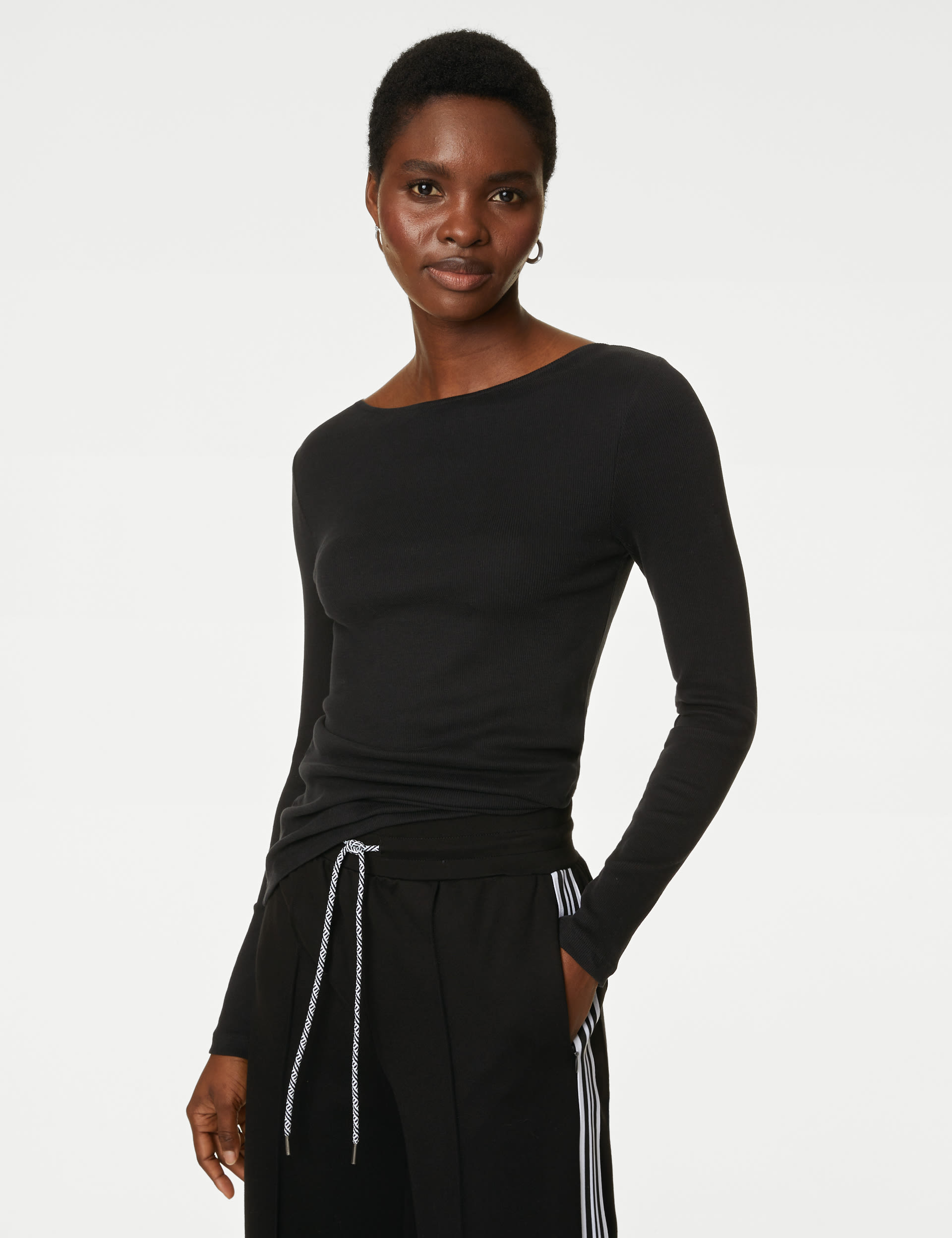 Cotton Rich Ribbed Slim Fit Top | M&S Collection | M&S