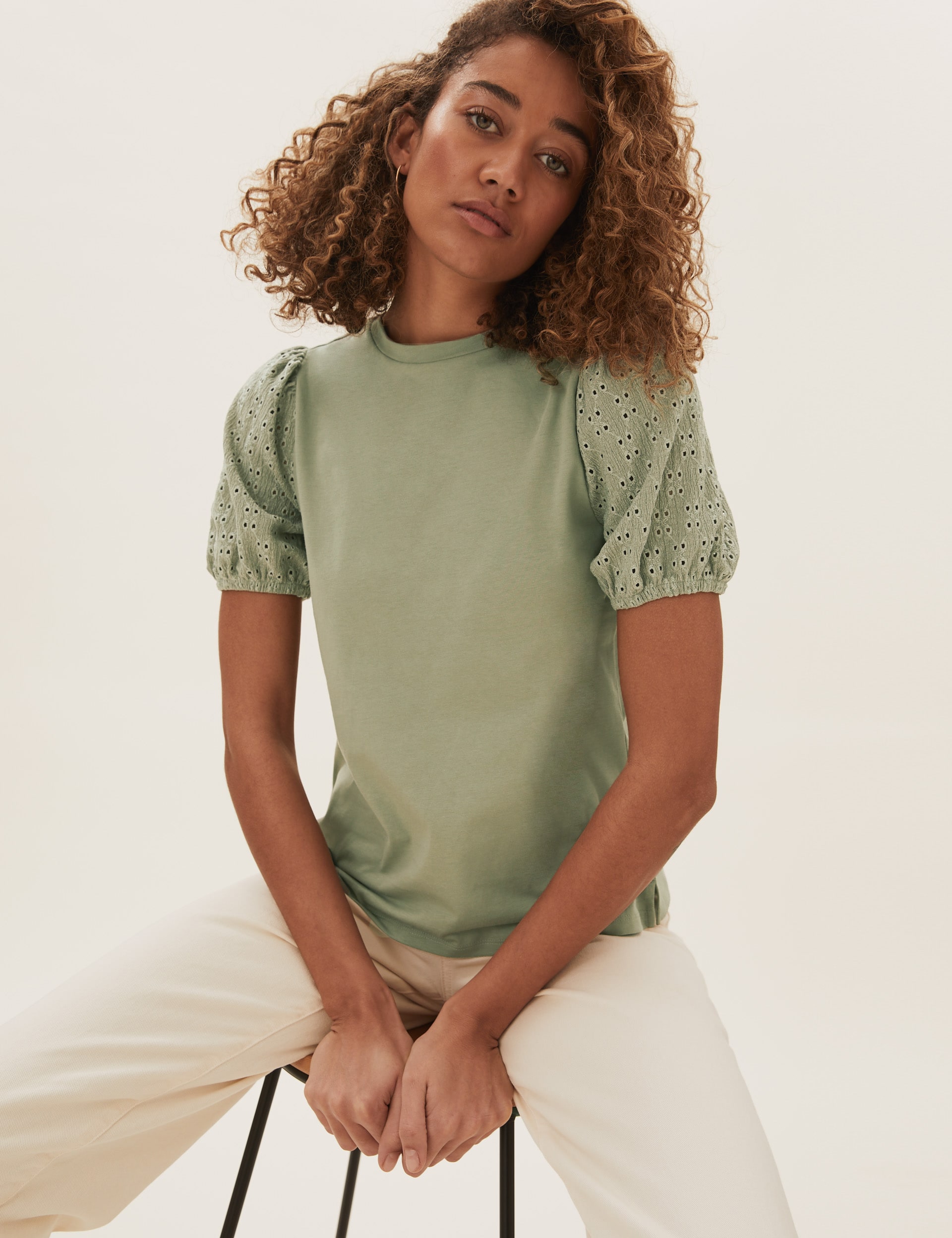 Pure Cotton Textured Short Sleeve Top | M&S Collection | M&S
