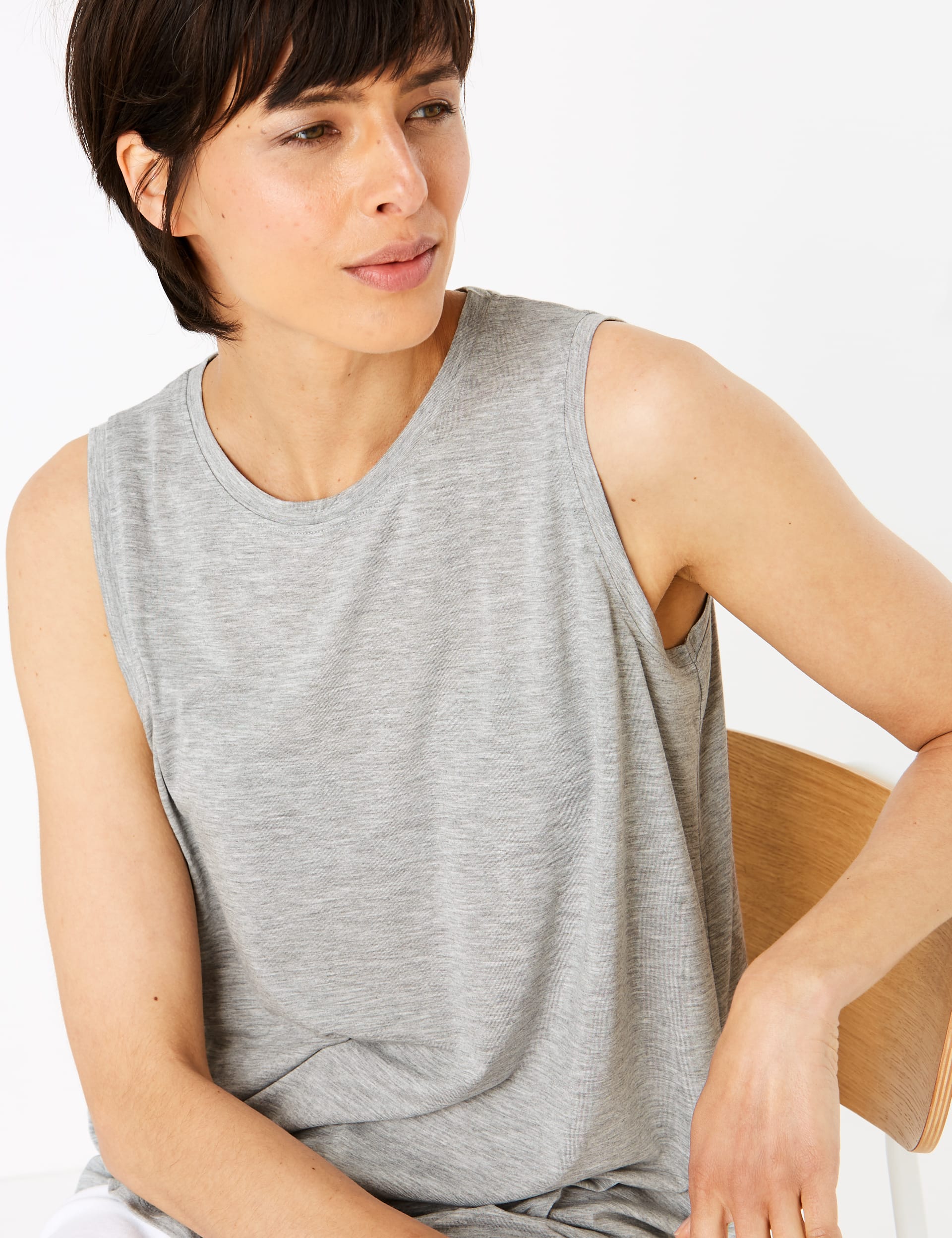 Relaxed Sleeveless Tank Vest Top | M&S Collection | M&S