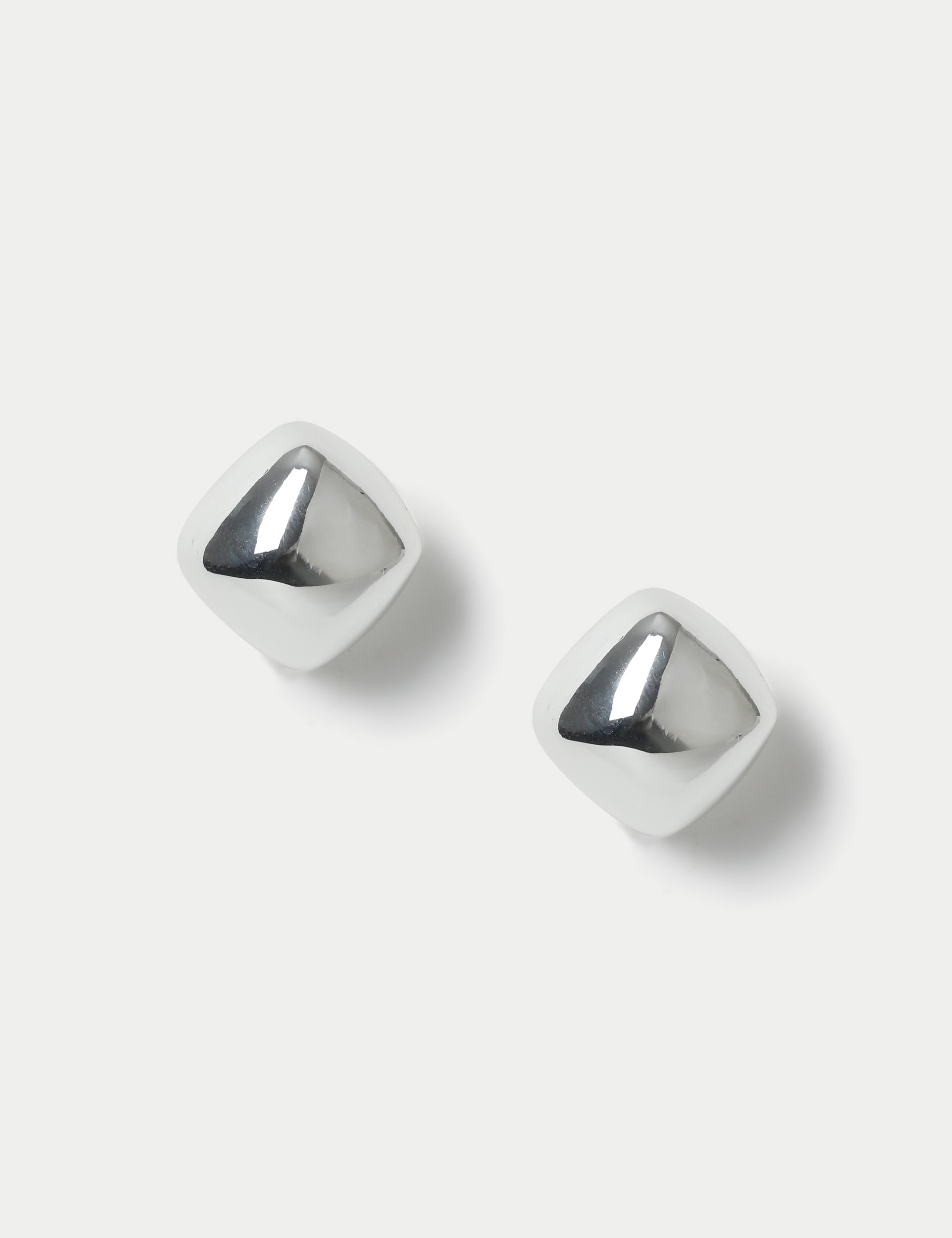 Silver Tone Square Shape Stud Earrings | M&S Collection | M&S