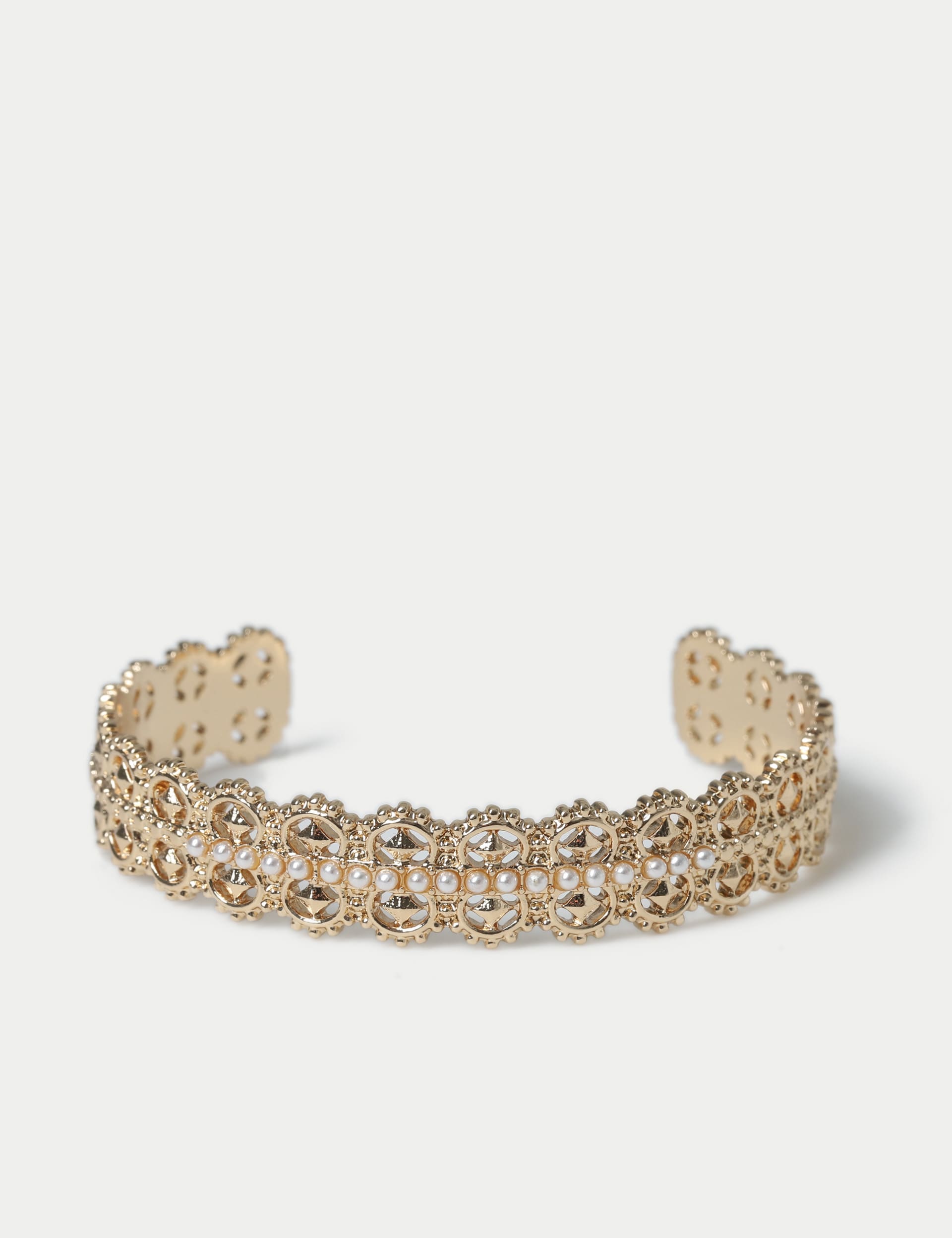Gold Tone Circular Open Cuff Wristwear | M&S Collection | M&S