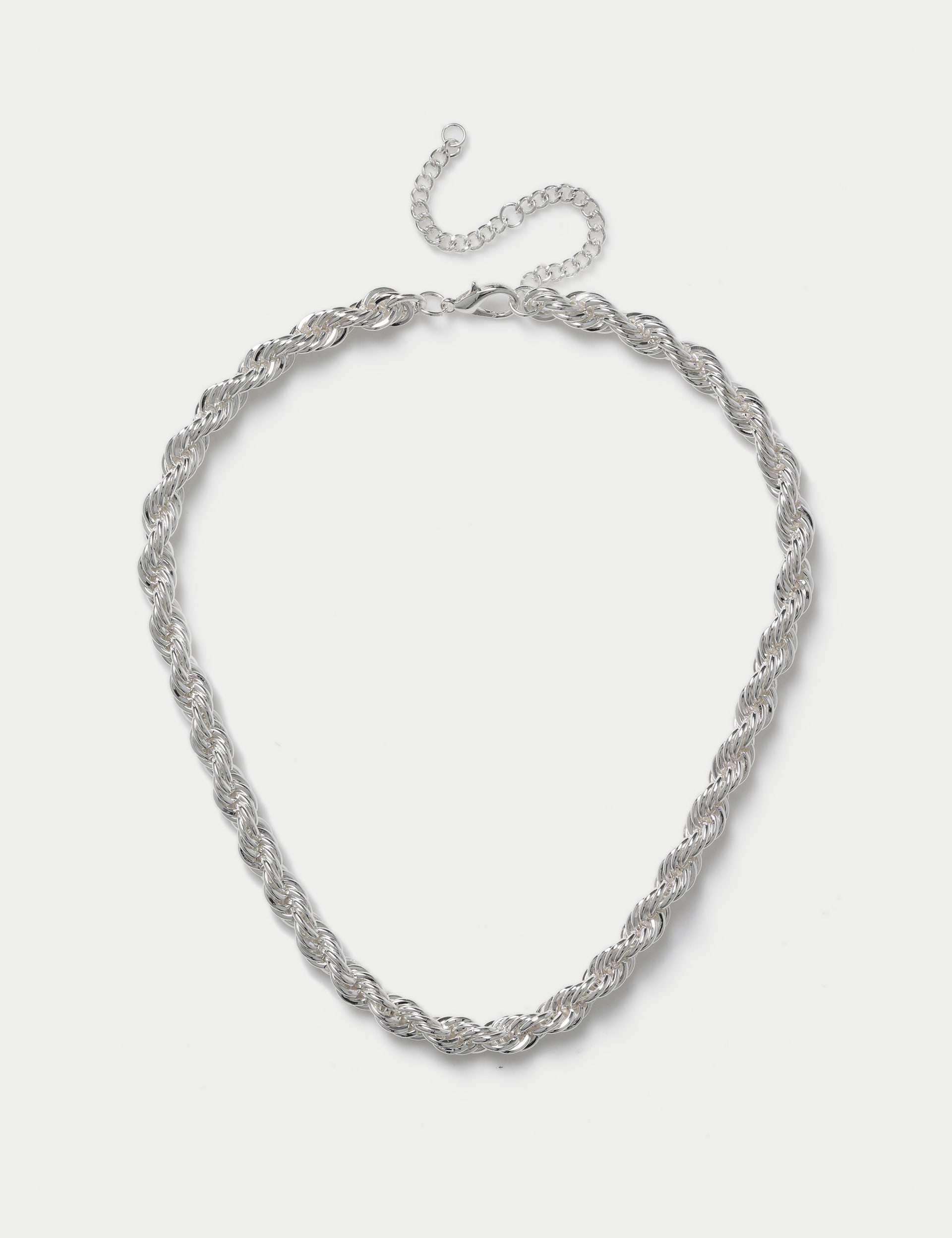 Silver Tone Chunky Twist Rope Chain | M&S Collection | M&S