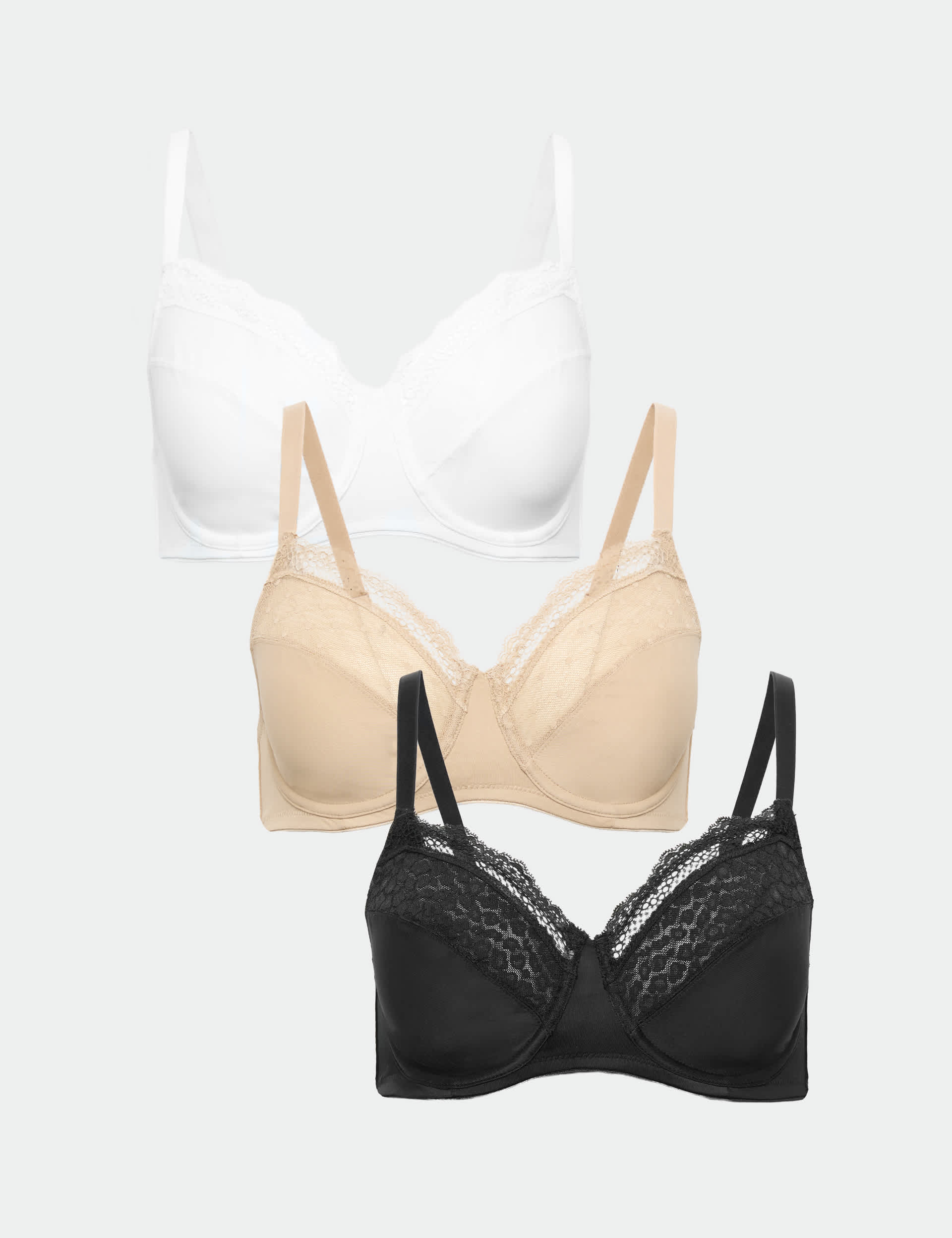 3pk Wired Full Cup Minimiser Bras C-H | M&S Collection | M&S
