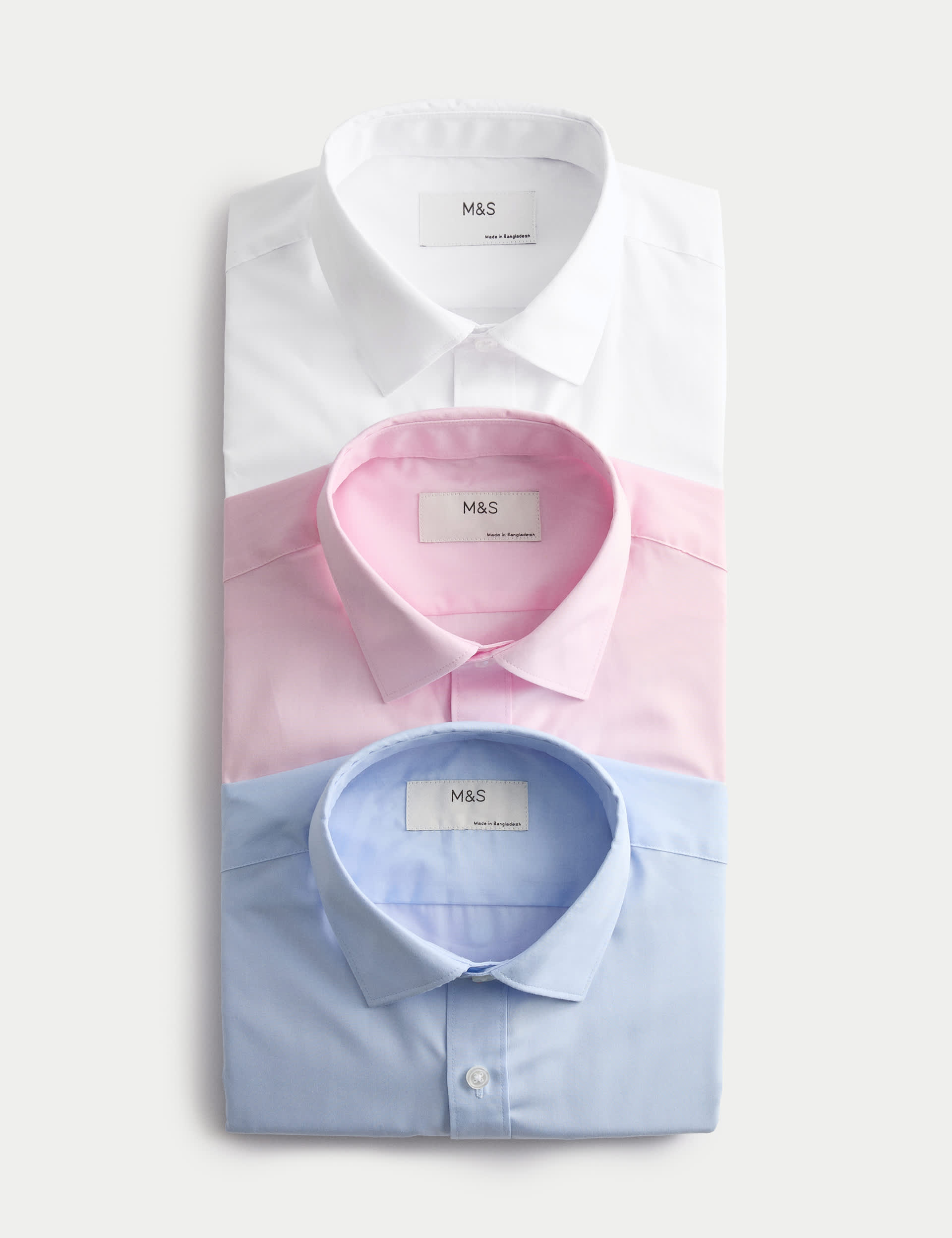 3pk Regular Fit Easy Iron Shirts | M&S Collection | M&S