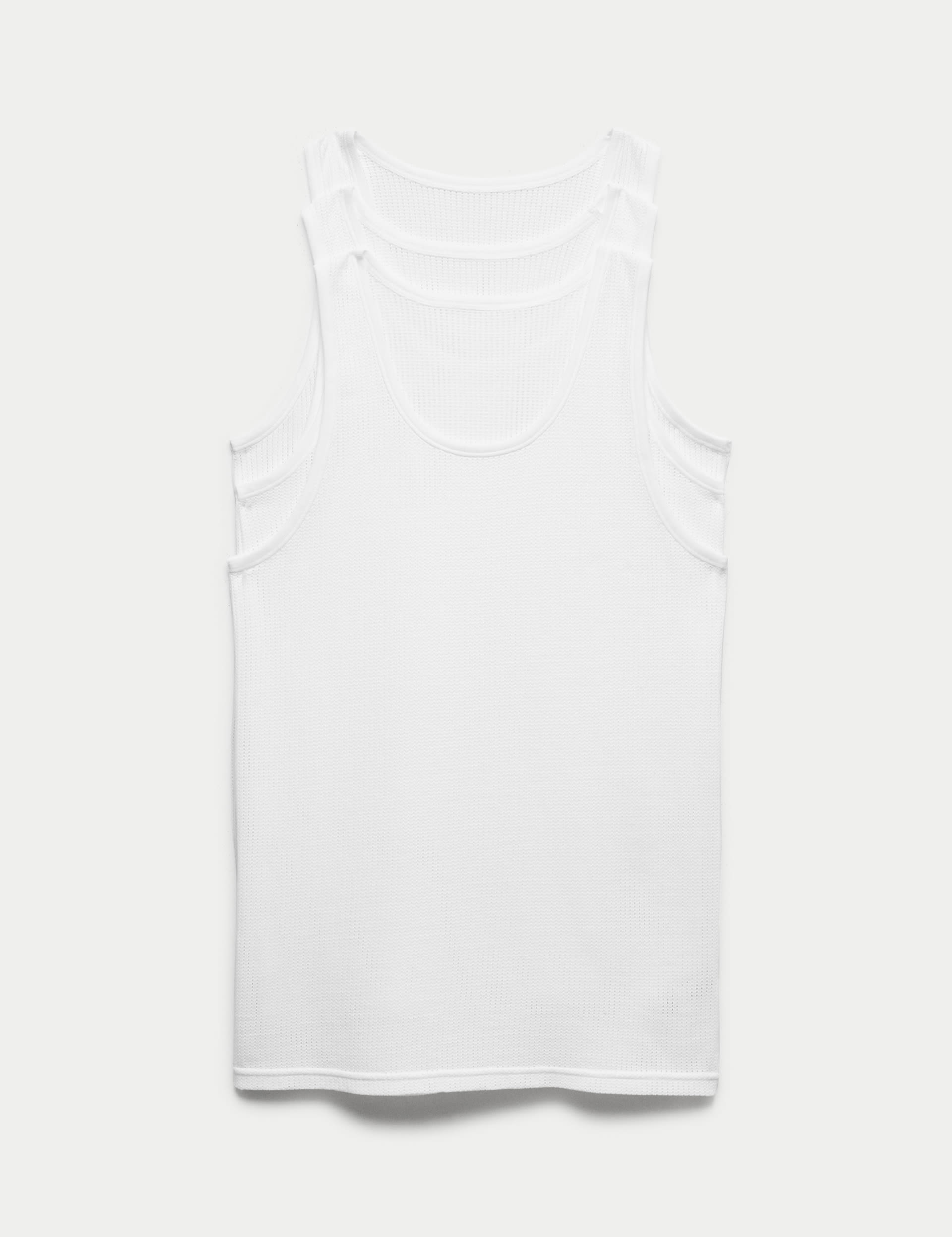 3pk Pure Cotton Classic Sleeveless Mesh Vests | M&S Collection | M&S