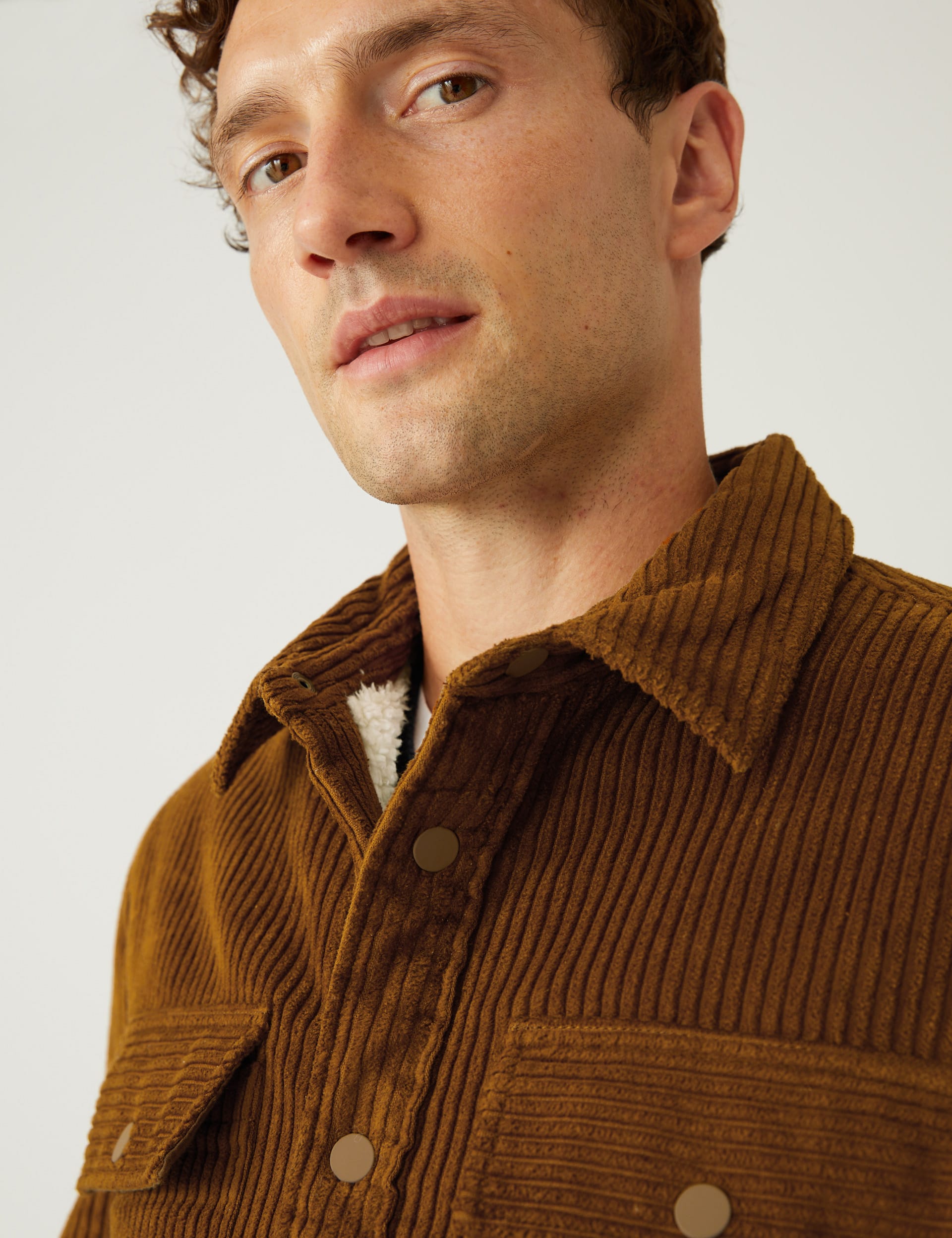 Pure Cotton Corduroy Borg Lined Shacket | M&S Collection | M&S