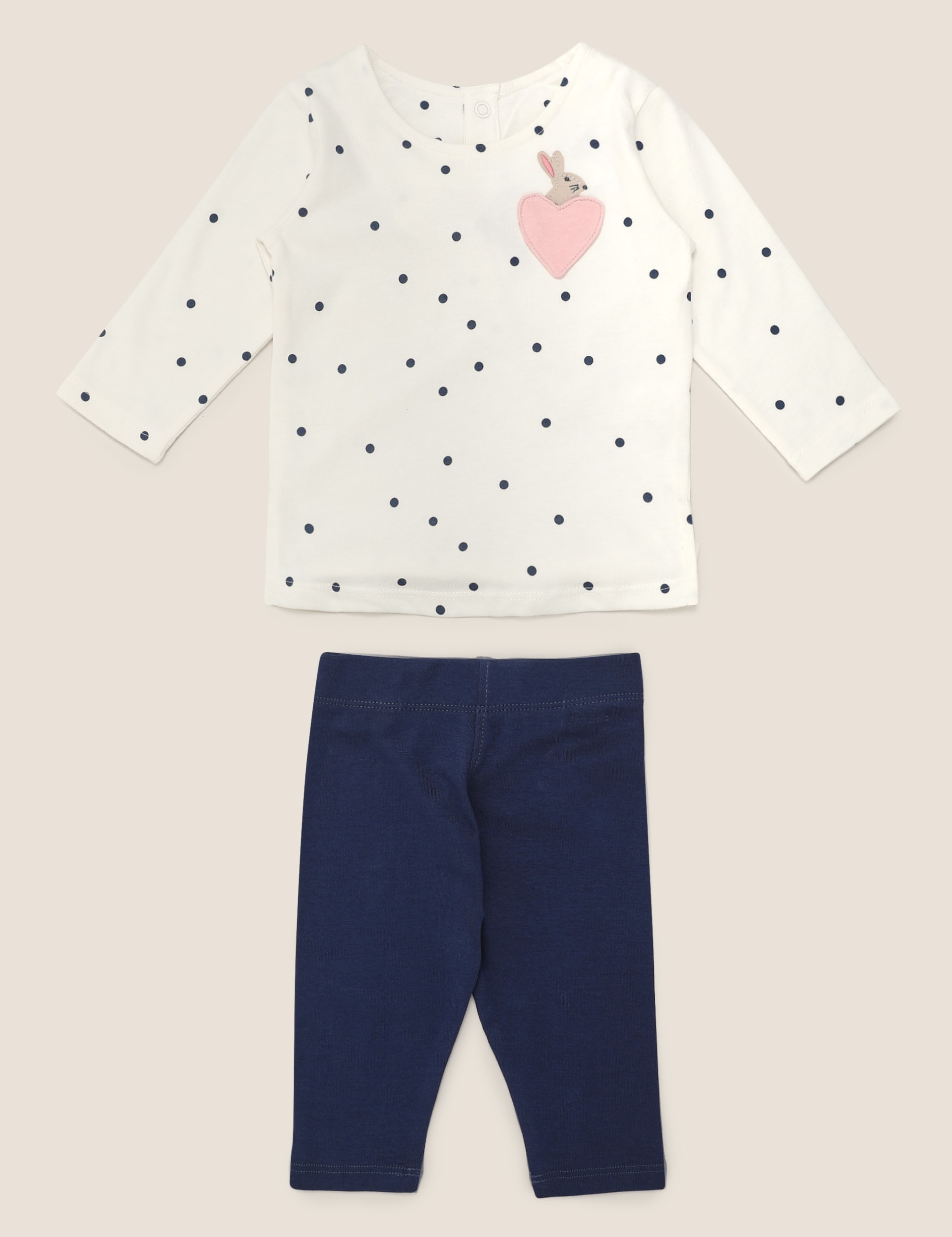 2 Piece Pure Cotton Spotted Outfit (0-3 Yrs) | M&S