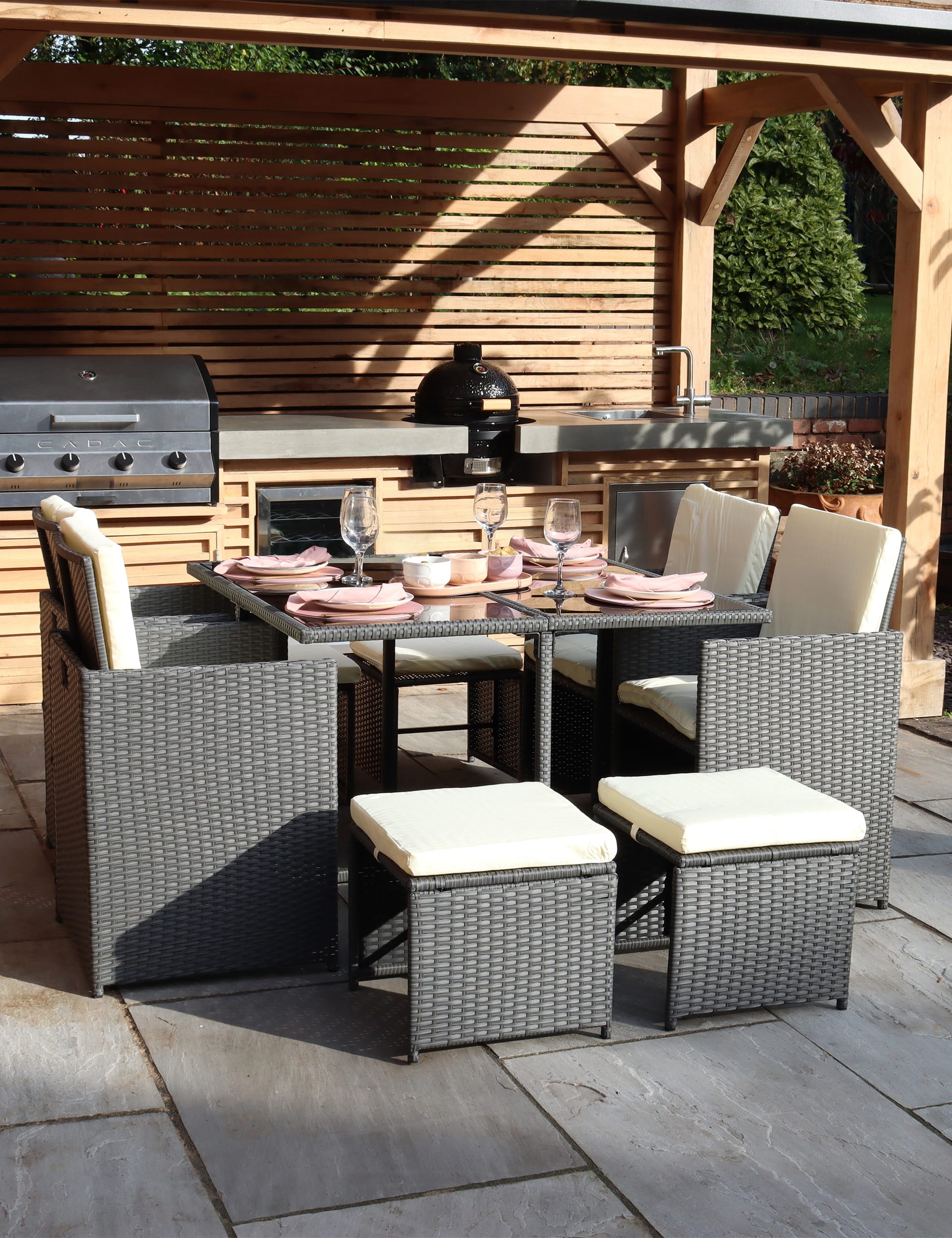Cannes 8 Seater Rattan Garden Cube Dining Set | Royalcraft | M&S