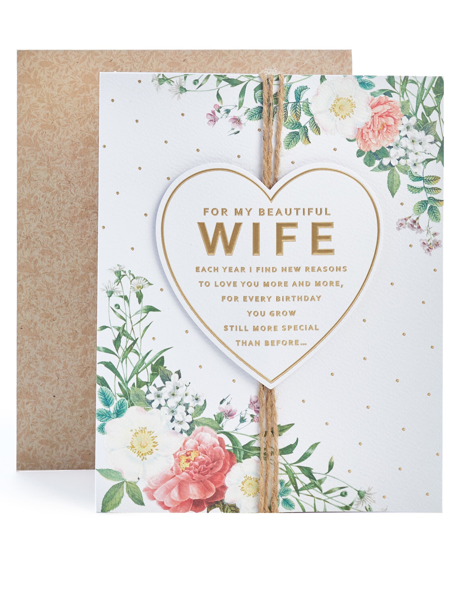 Wife Floral Heart Birthday Card | M&S