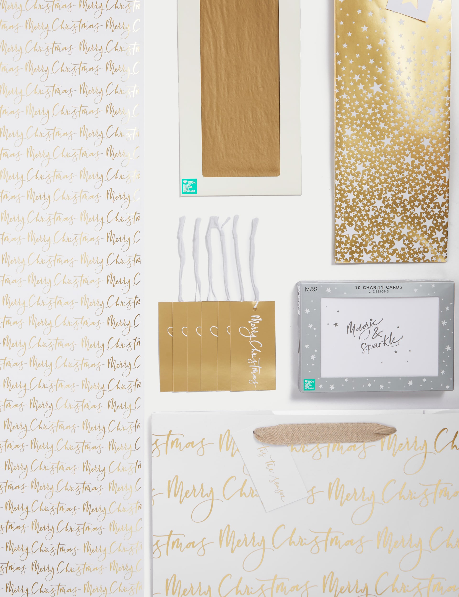 Gold 3M Christmas Gift Wrap with Cards, Tags, Bags & Tissue | M&S