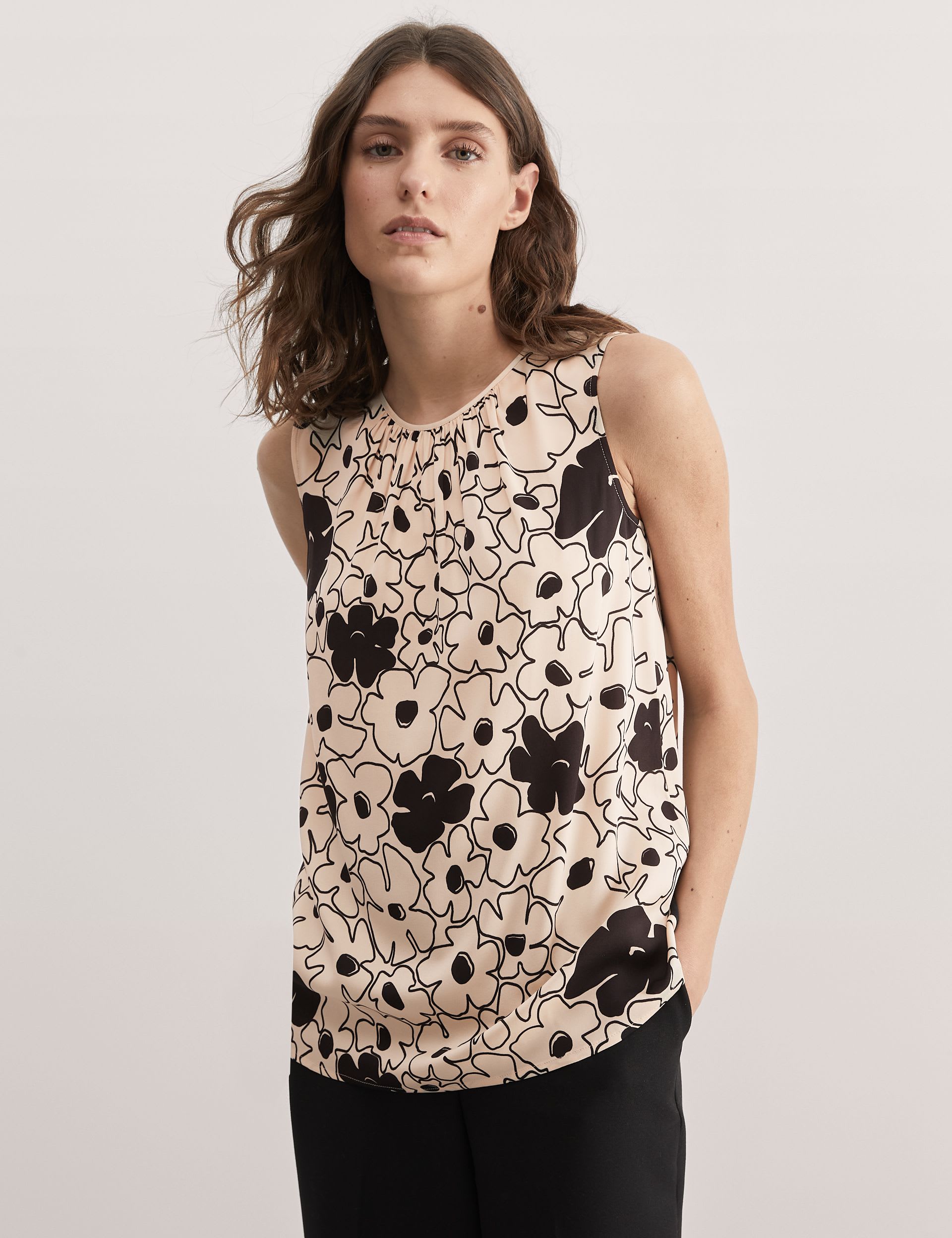 Silk Rich Printed Crew neck Top | JAEGER | M&S IE