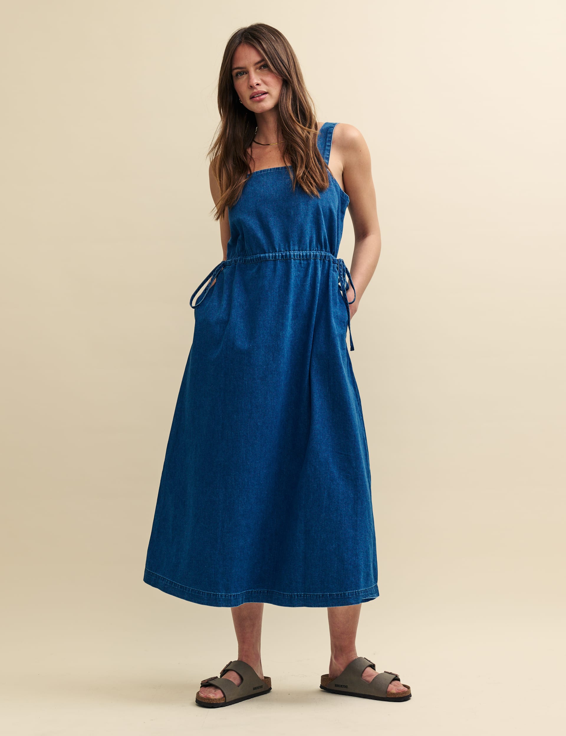 Denim Square Neck Midi Smock Dress | Nobody's Child | M&S