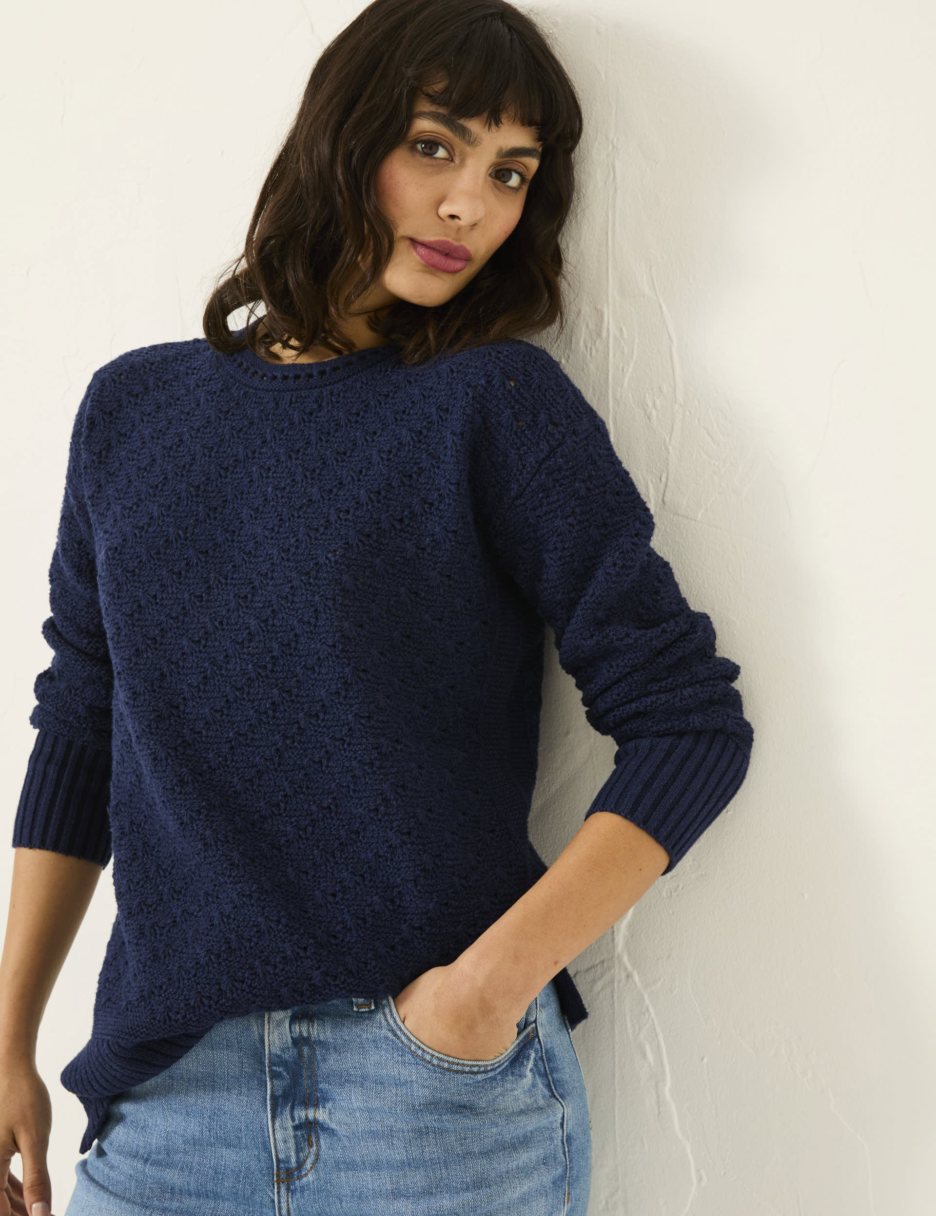 Pure Cotton Textured Crew Neck Jumper | FatFace | M&S