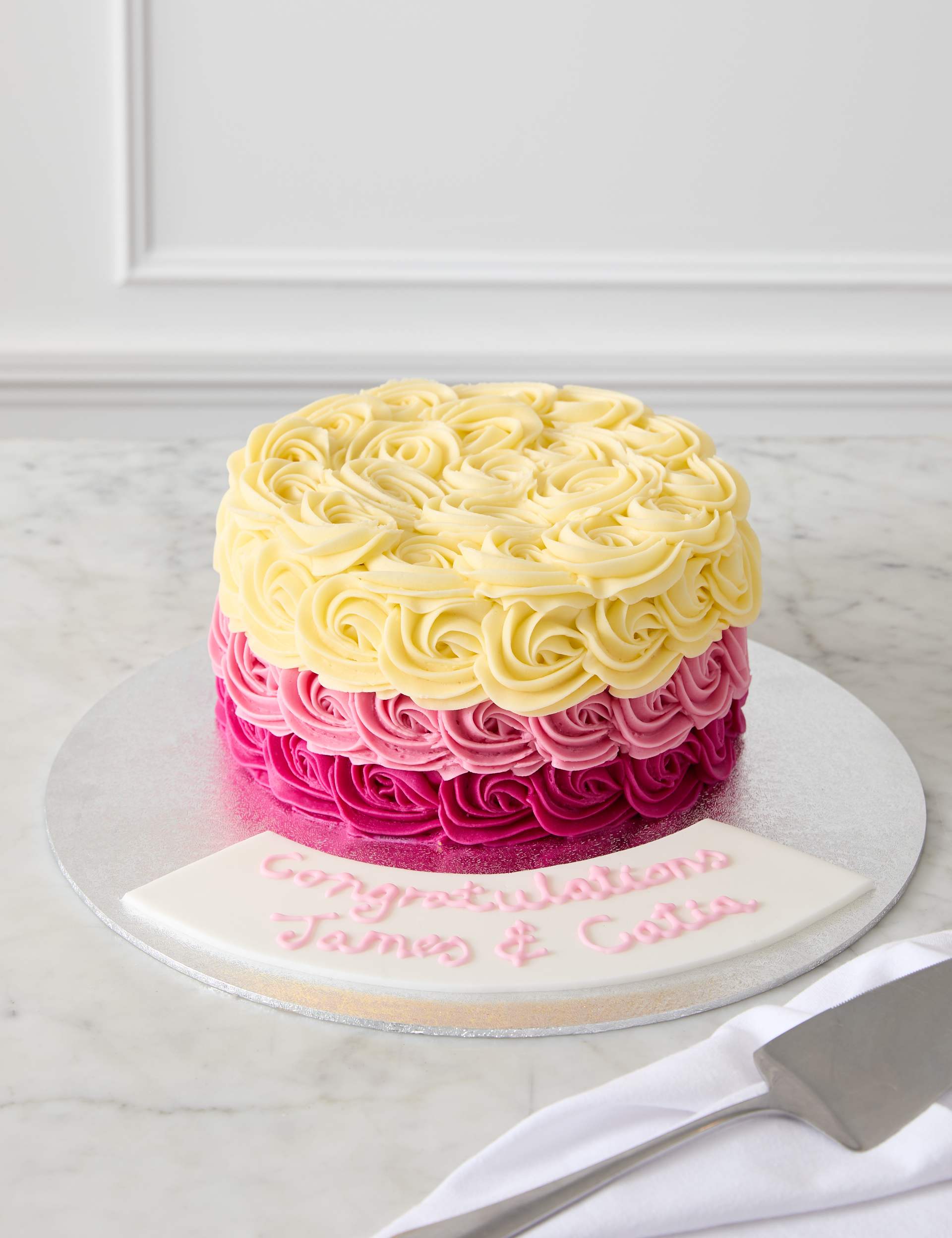 Personalised Piped Rose Sponge Cake (Serves 24) | M&S